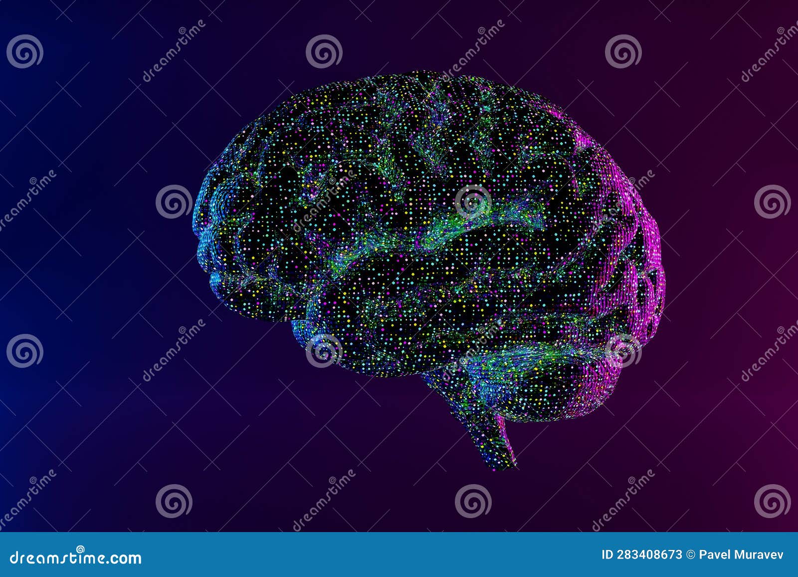 Glowing Neon Human Brain Model. Deep Learning , Machine Learning and ...
