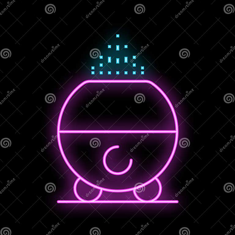 Neon Humidifier Diffusing Water Vapor into the Air Stock Illustration ...
