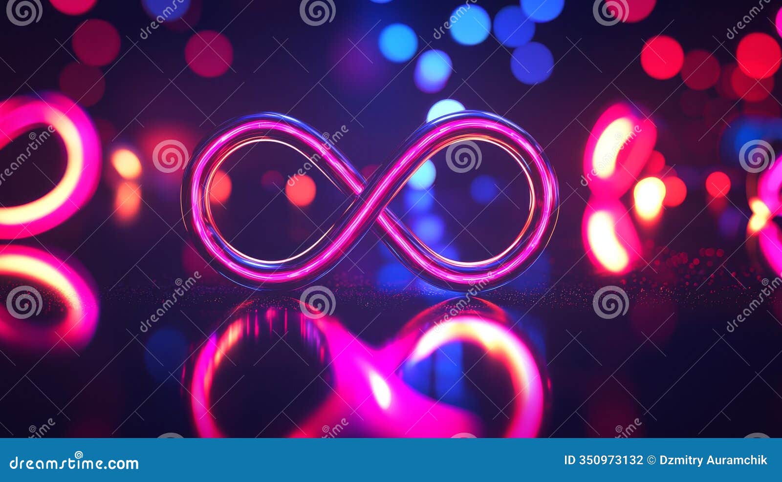 Glowing Neon Infinity Symbol Representing Endless Loops, Boundless ...