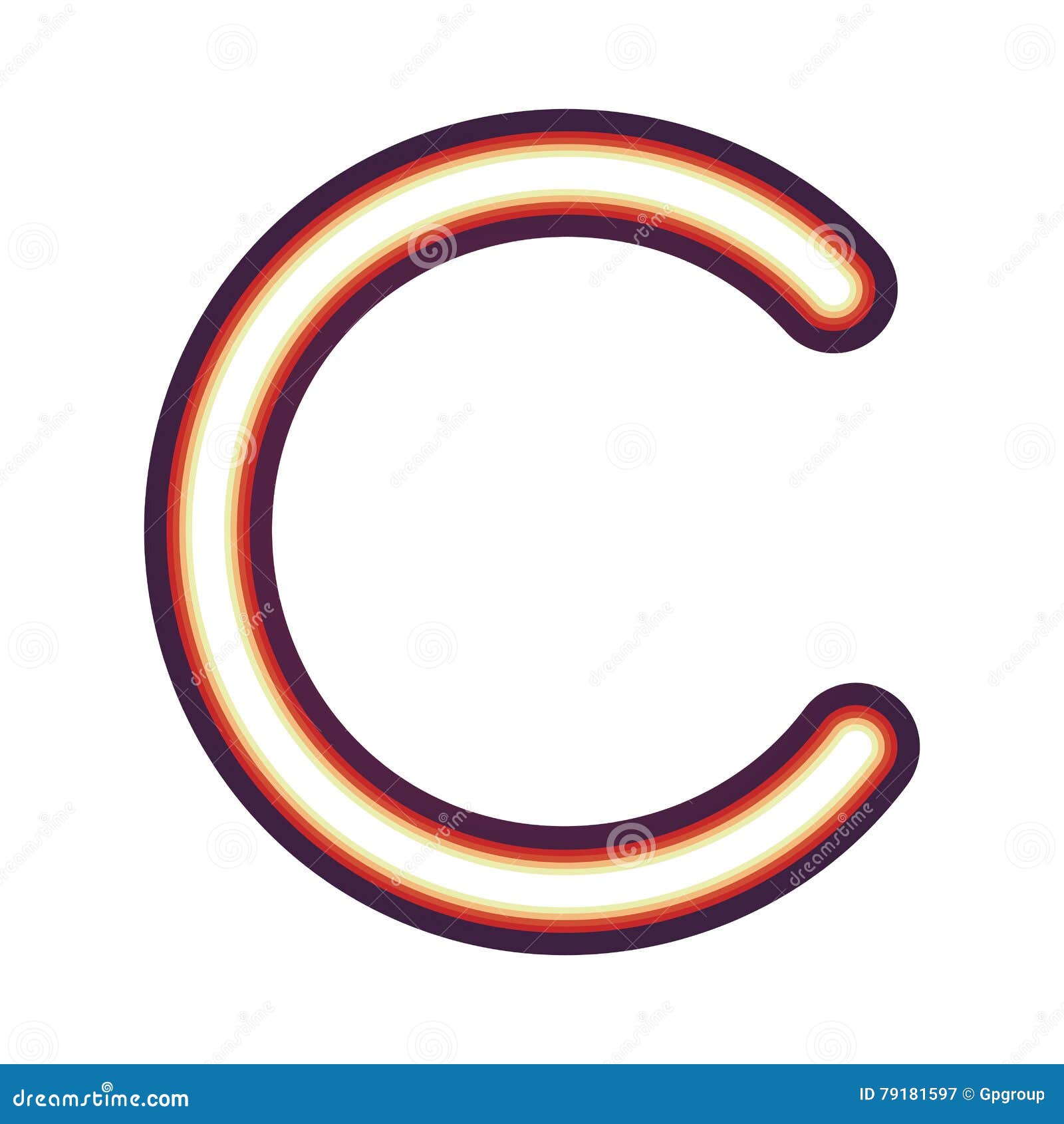 Glowing neon letter C stock vector. Illustration of color - 79181597