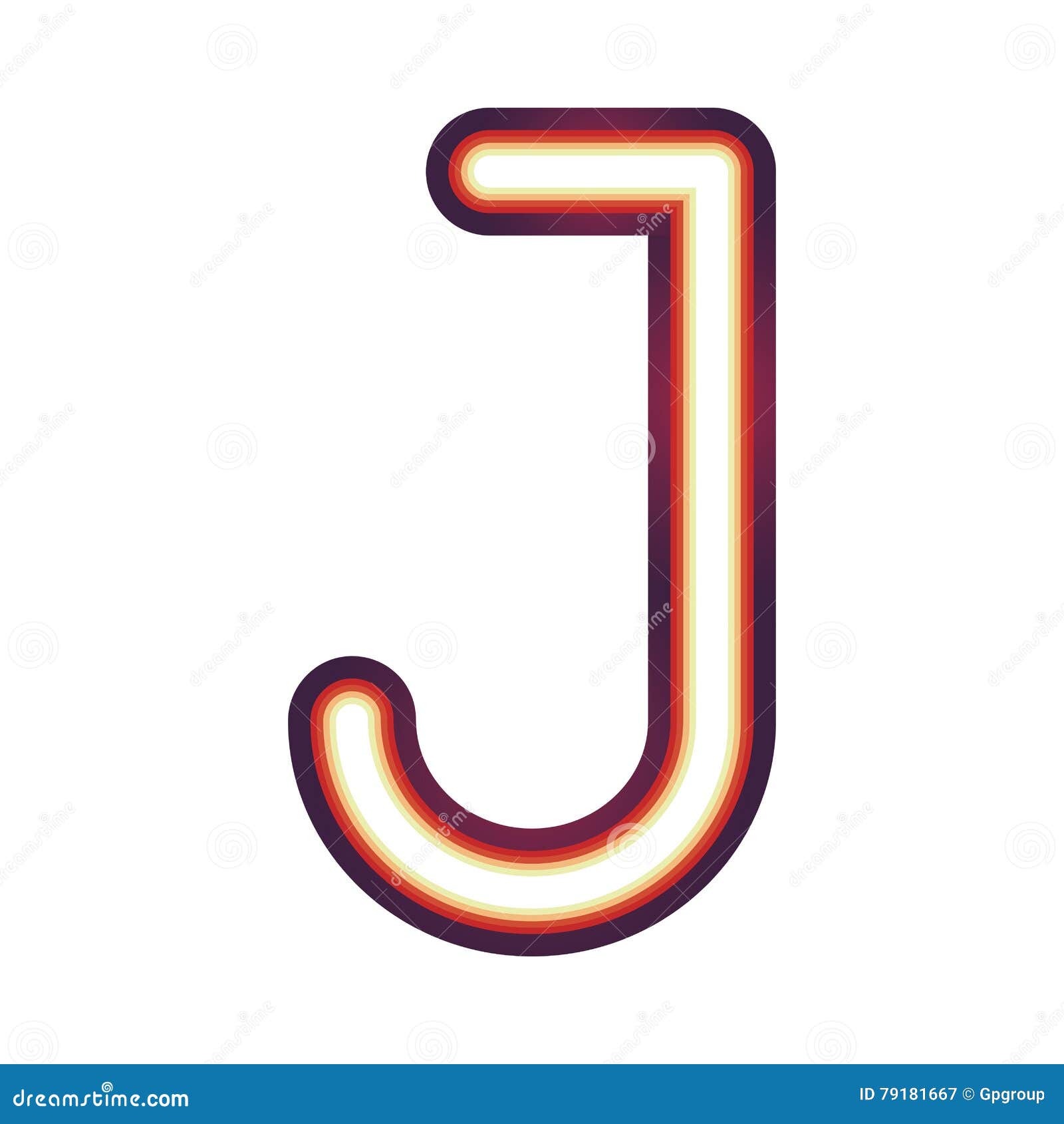 Glowing neon letter J stock vector. Illustration of lamp - 79181667