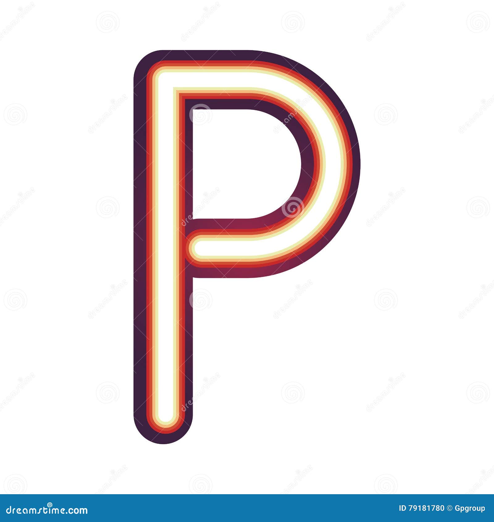 Glowing neon letter P stock vector. Illustration of digital - 79181780