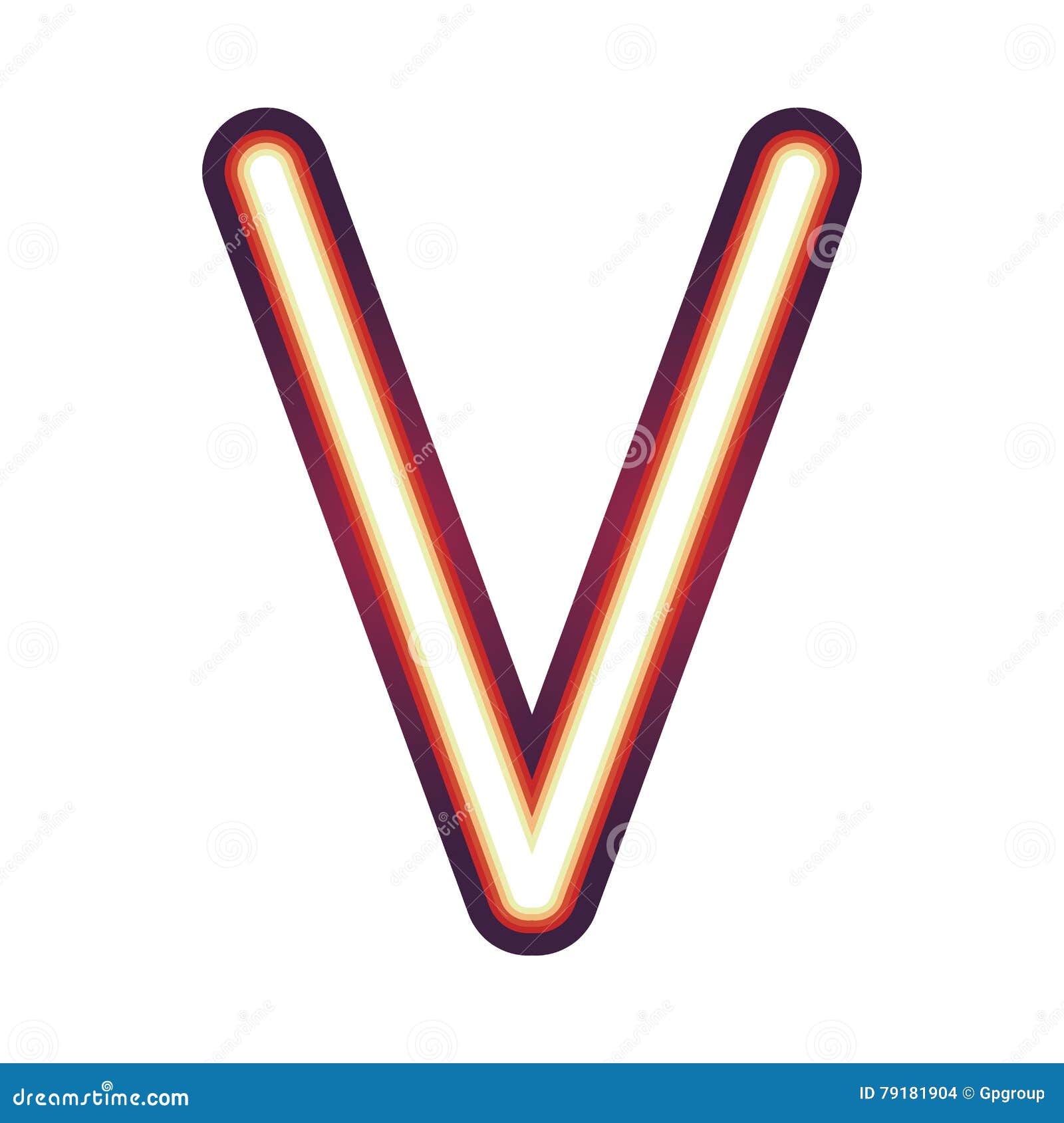 Glowing neon letter V stock vector. Illustration of brightly - 79181904