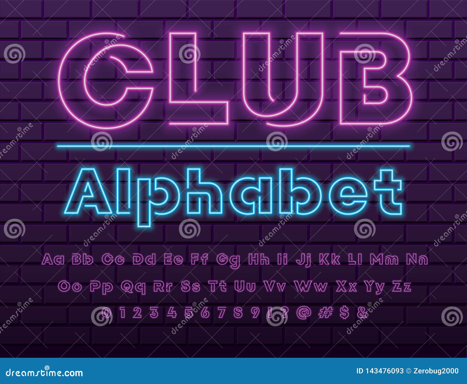 Neon light font stock vector. Illustration of conceptual - 143476093