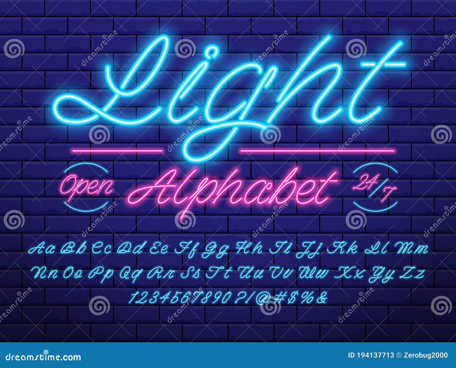 Neon light font stock vector. Illustration of font, letter - 194137713 Neon light font stock vector. Illustration of font, letter - 194137713