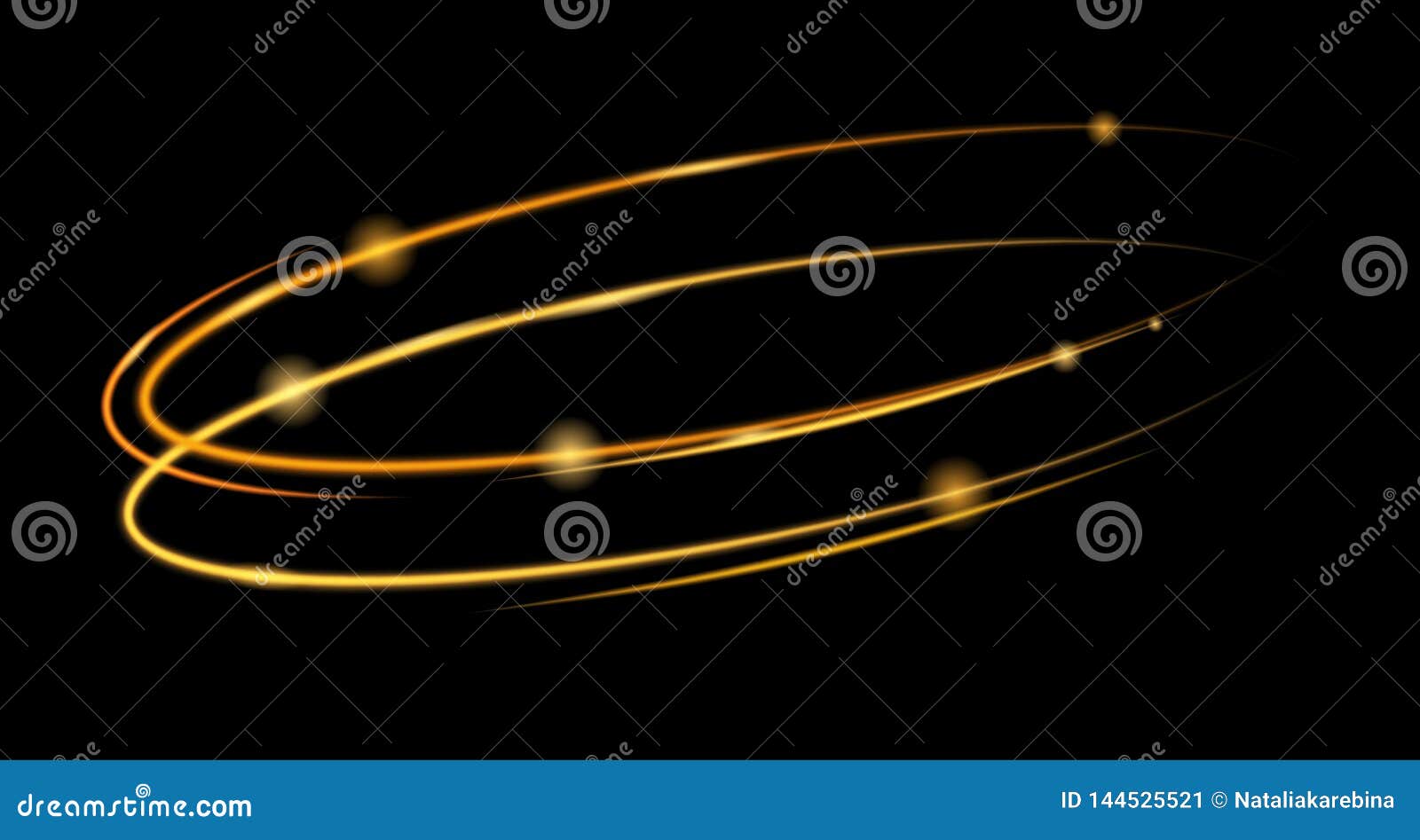 Glowing Neon Light Effects. Abstract Golden Circle Shiny Light with ...
