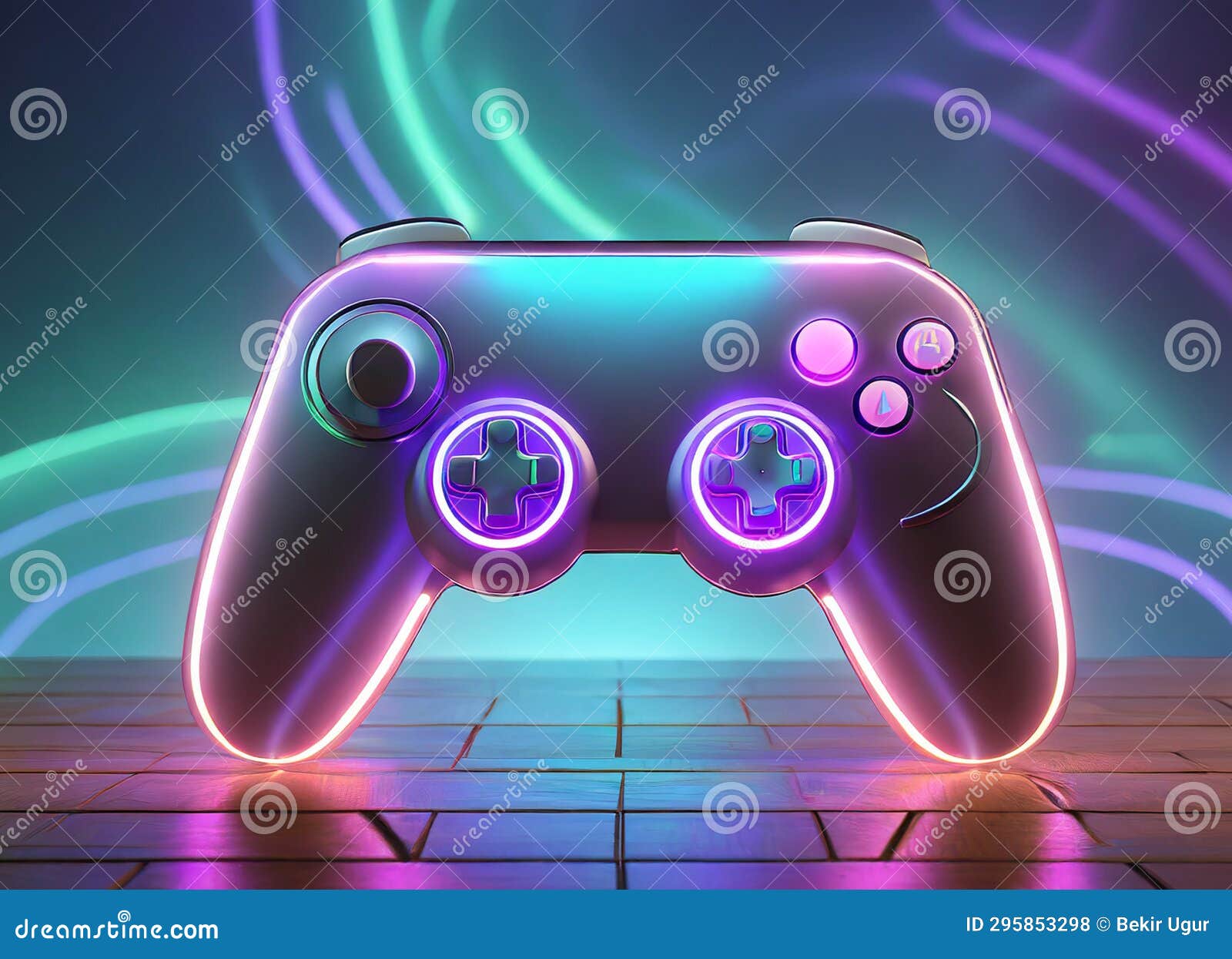 Glowing Neon Light Gamepad - Generative AI - AI Generated Stock ...