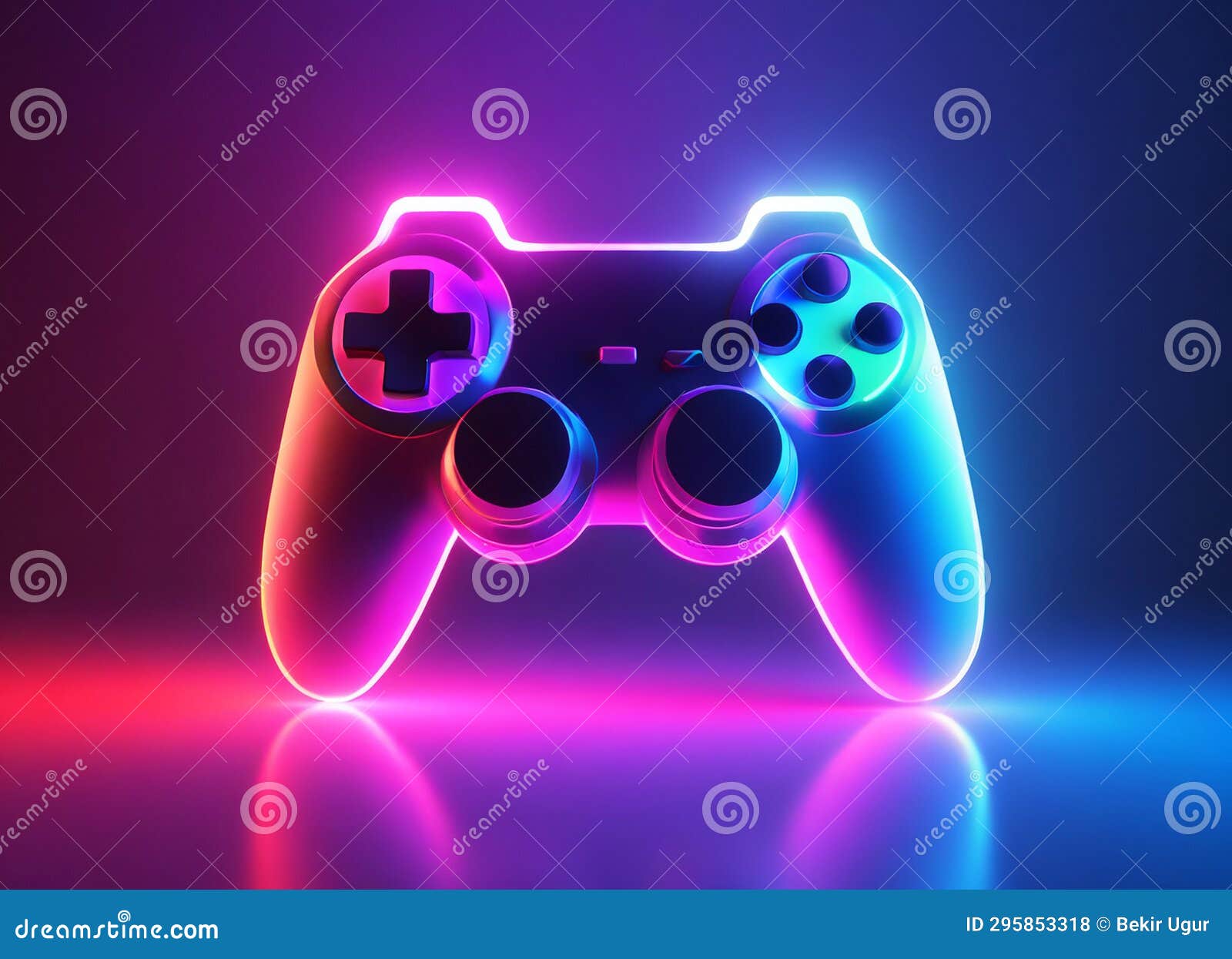 Glowing Neon Light Gamepad - Generative AI - AI Generated Stock ...