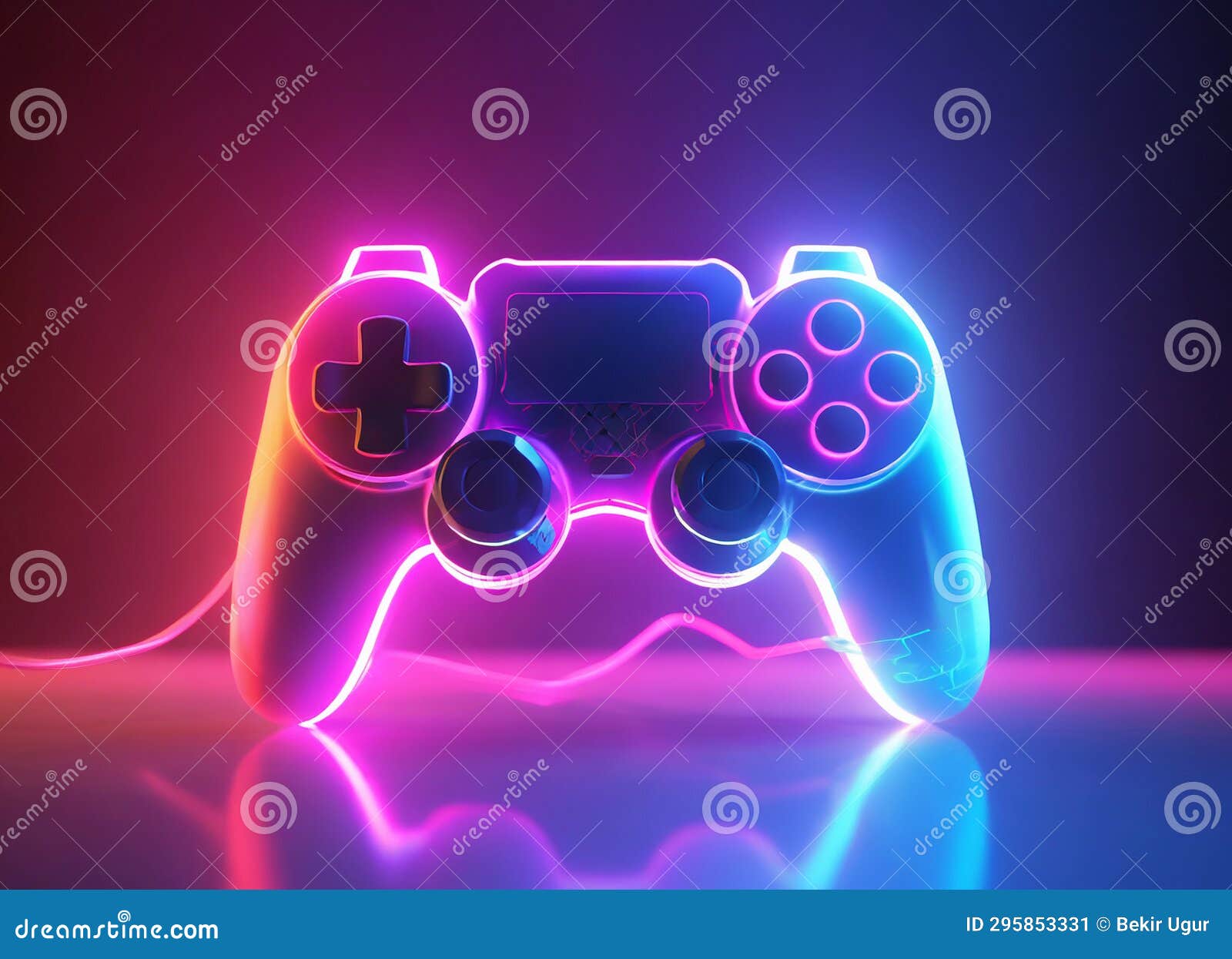 Glowing Neon Light Gamepad - Generative AI - AI Generated Stock ...