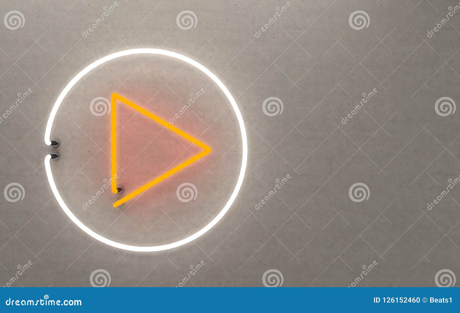 Glowing Neon Light Play Button. 3d Rendering Stock Illustration ...