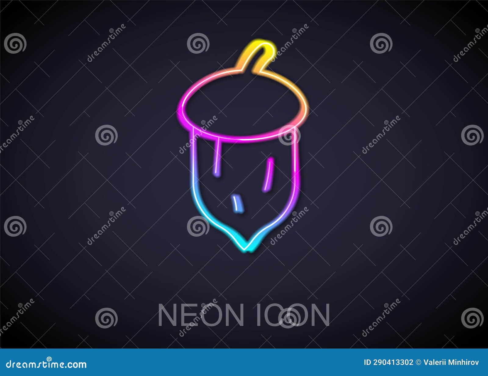 Glowing Neon Line Acorn, Oak Nut, Seed Icon Isolated on Black ...