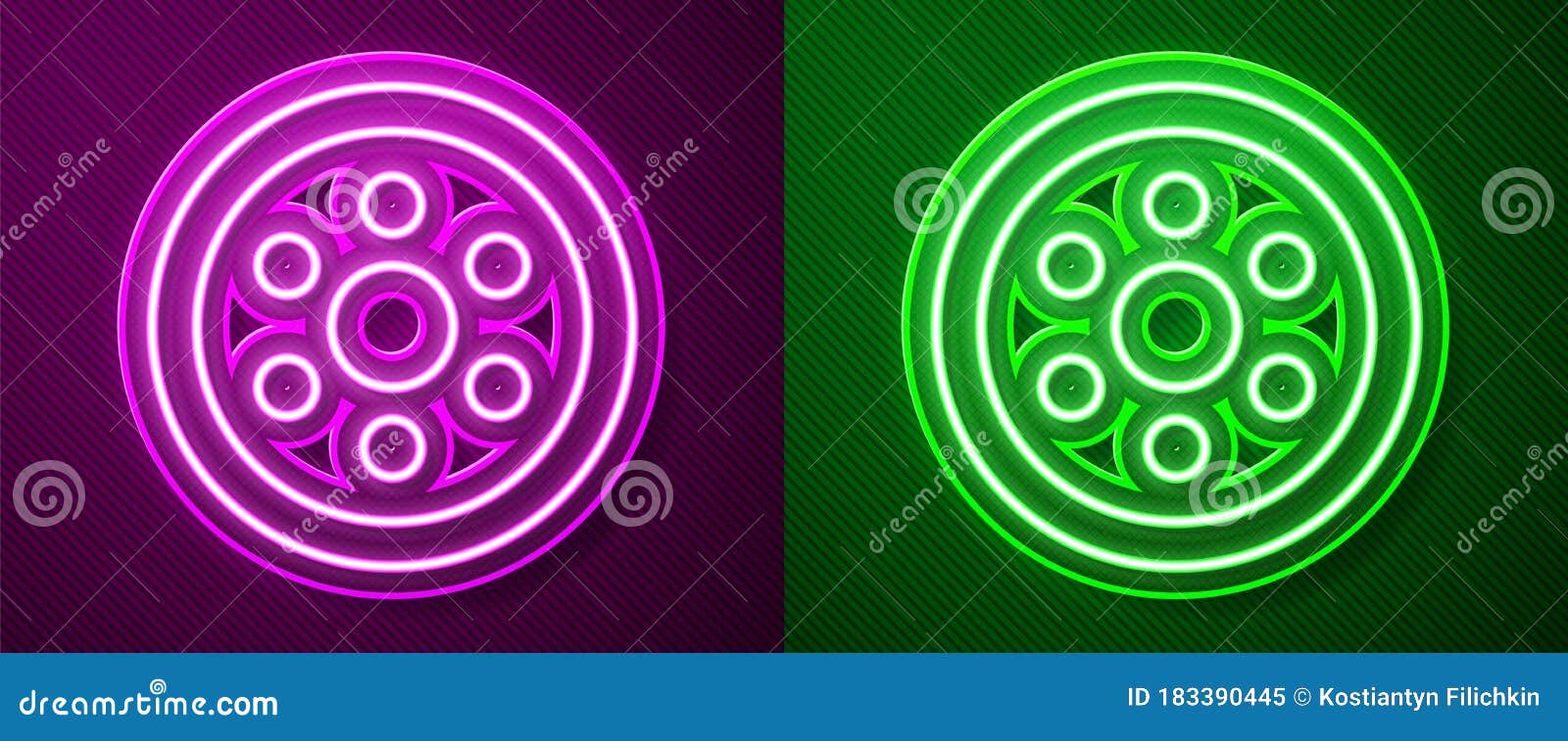 Glowing Neon Line Alloy Wheel for a Car Icon Isolated on Purple and ... Glowing Neon Line Alloy Wheel for a Car Icon Isolated on Purple and ...