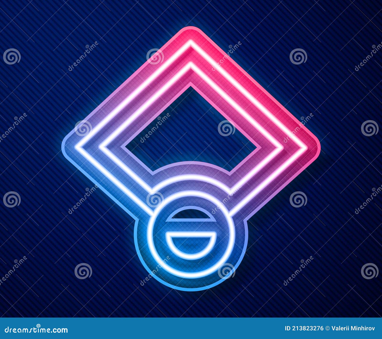 Glowing Neon Line Baseball Field Icon Isolated on Blue Background ...