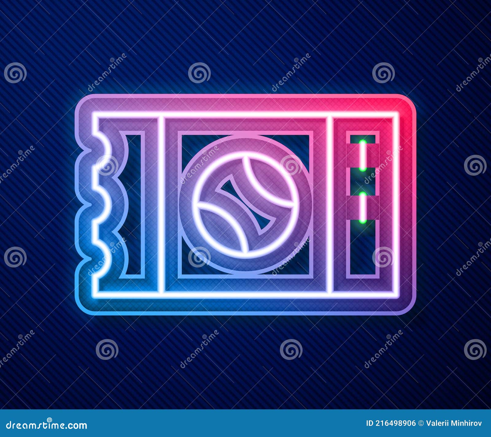 Glowing Neon Line Baseball Ticket Icon Isolated on Blue Background ...