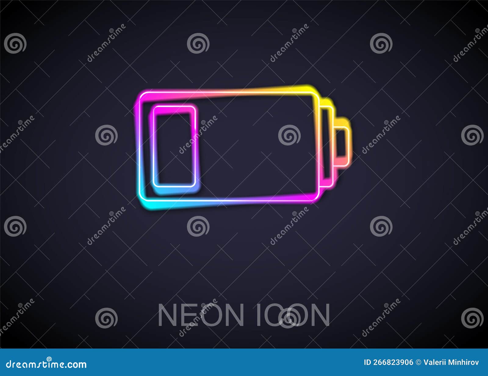 Glowing Neon Line Battery Charge Level Indicator Icon Isolated on Black ...