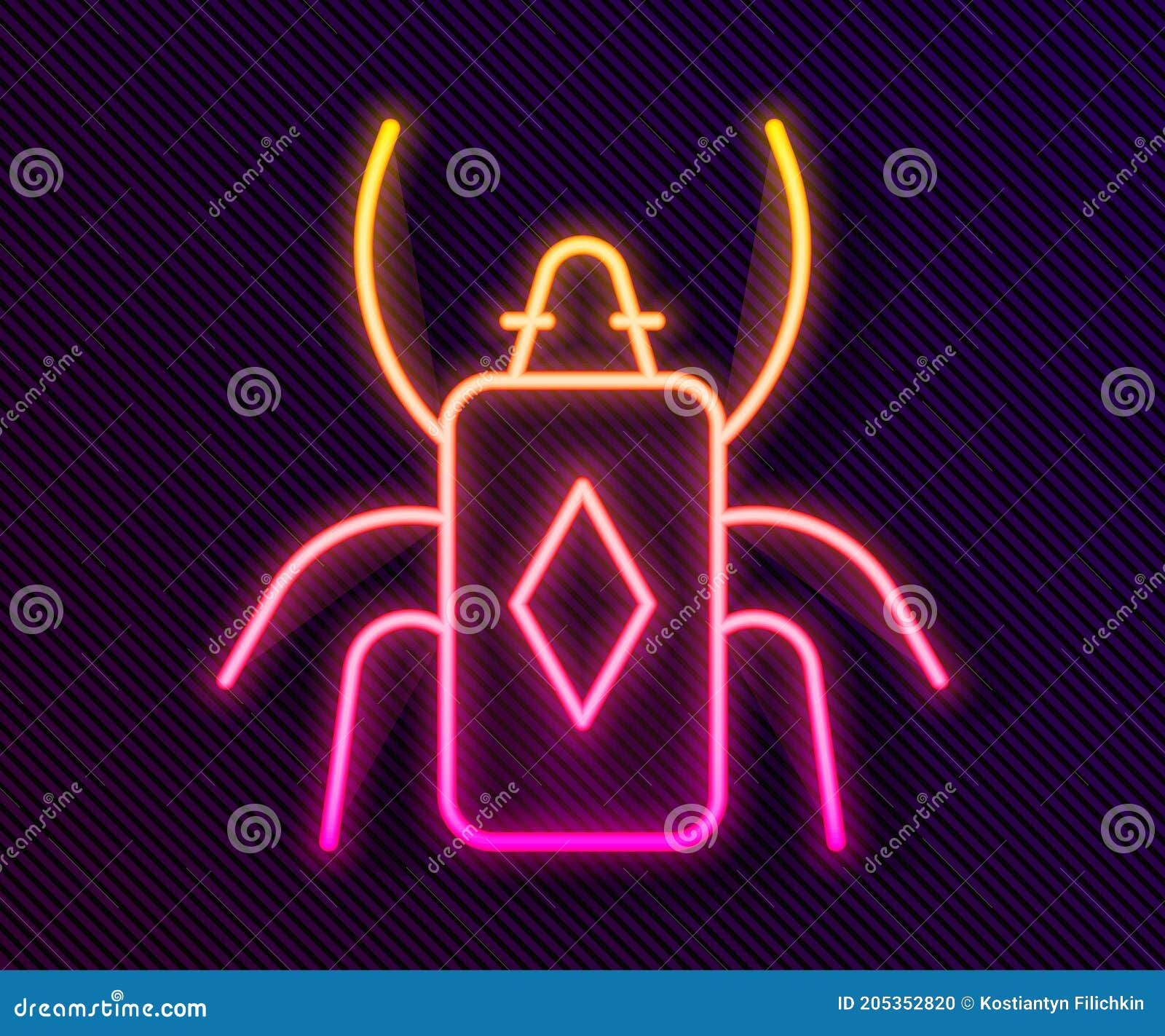 Glowing Neon Line Beetle Bug Icon Isolated on Black Background. Vector ...