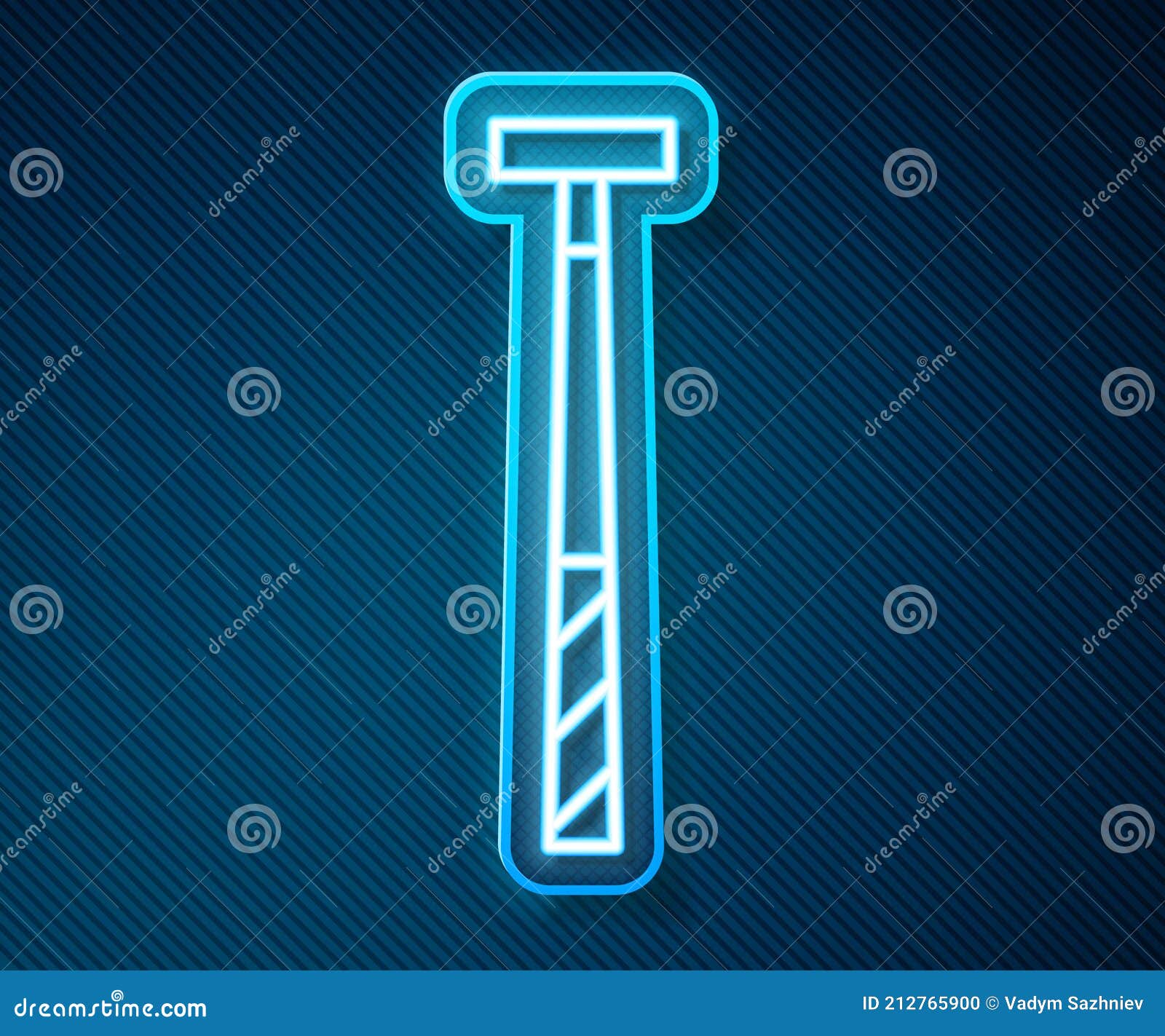 Glowing Neon Line Billiard Cue Icon Isolated on Blue Background. Vector ...