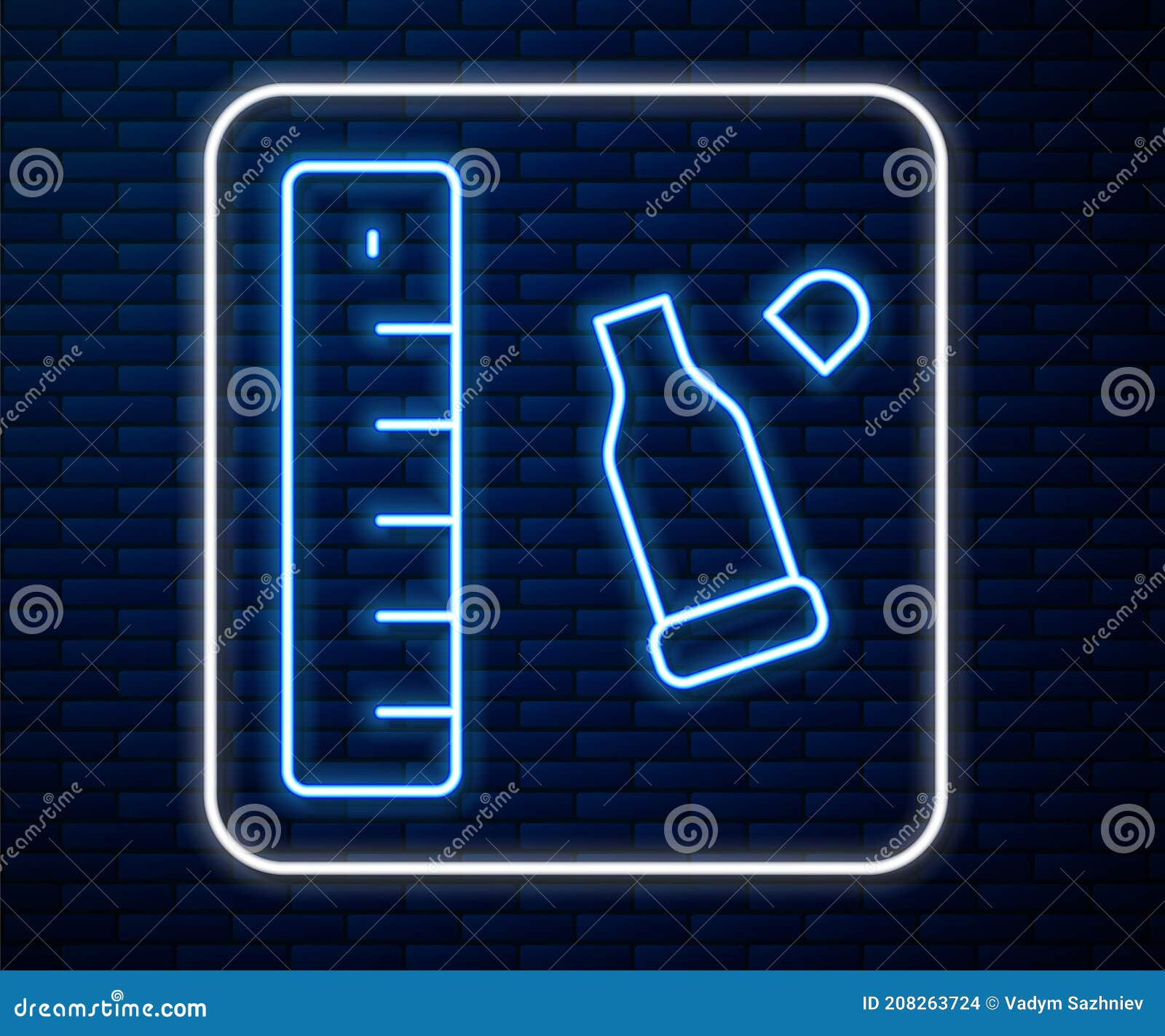 Glowing Neon Line Bullet Casing As a Piece of Evidence Placed with ...