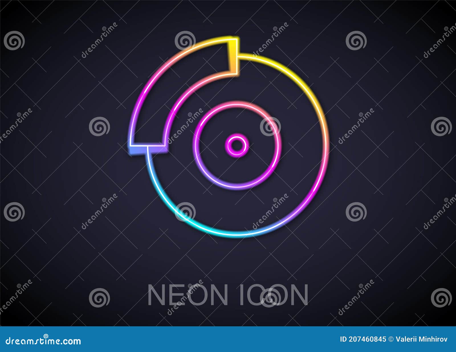 Glowing Neon Line Car Brake Disk with Caliper Icon Isolated on Black ...