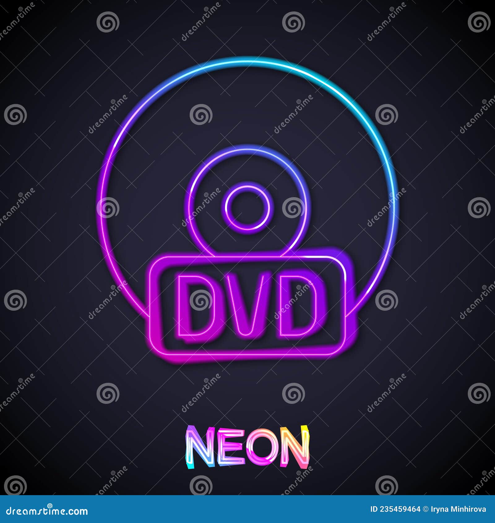 Glowing Neon Line CD or DVD Disk Icon Isolated on Black Background ...