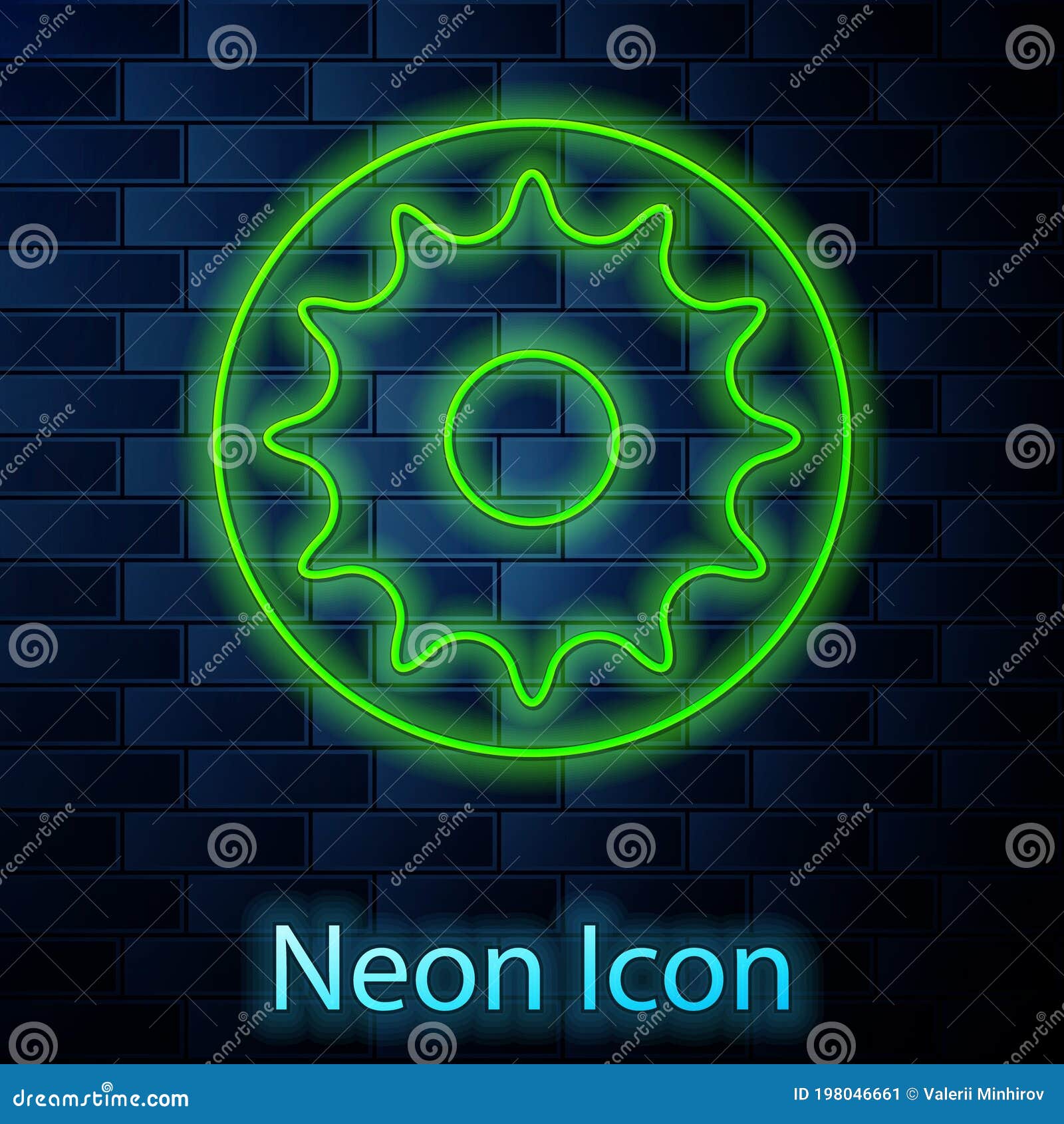 Glowing Neon Line Chakra Icon Isolated on Brick Wall Background. Vector ...