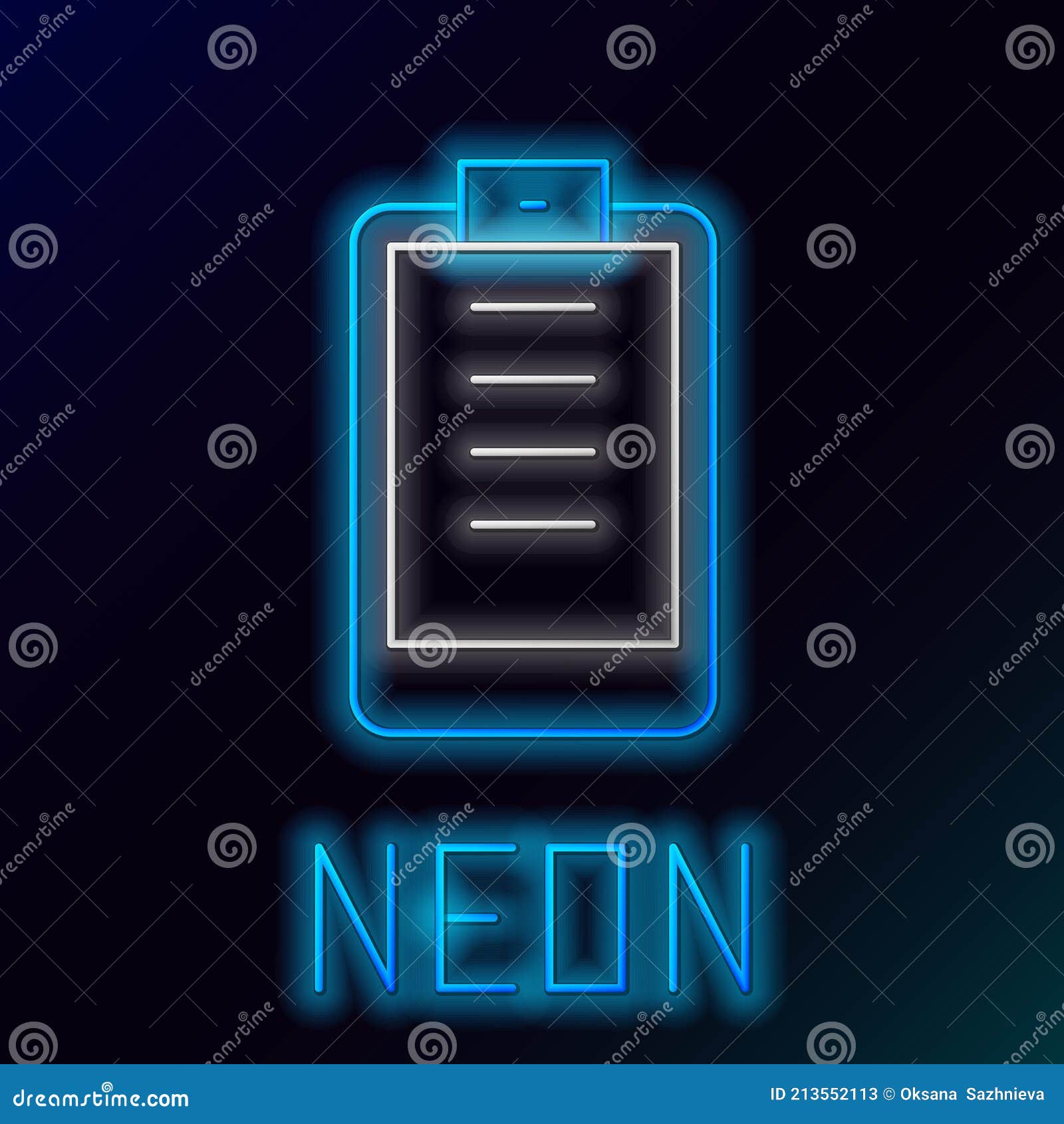 Glowing Neon Line Clipboard With Checklist Icon Isolated On Black
