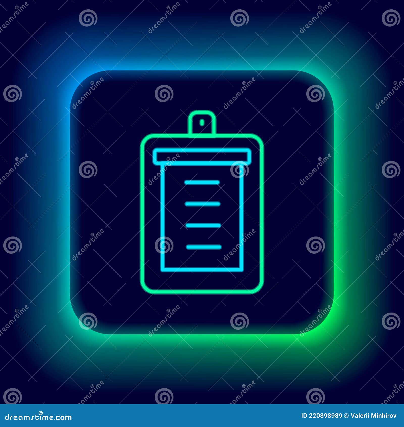 Glowing Neon Line Clipboard With Checklist Icon Isolated On Black