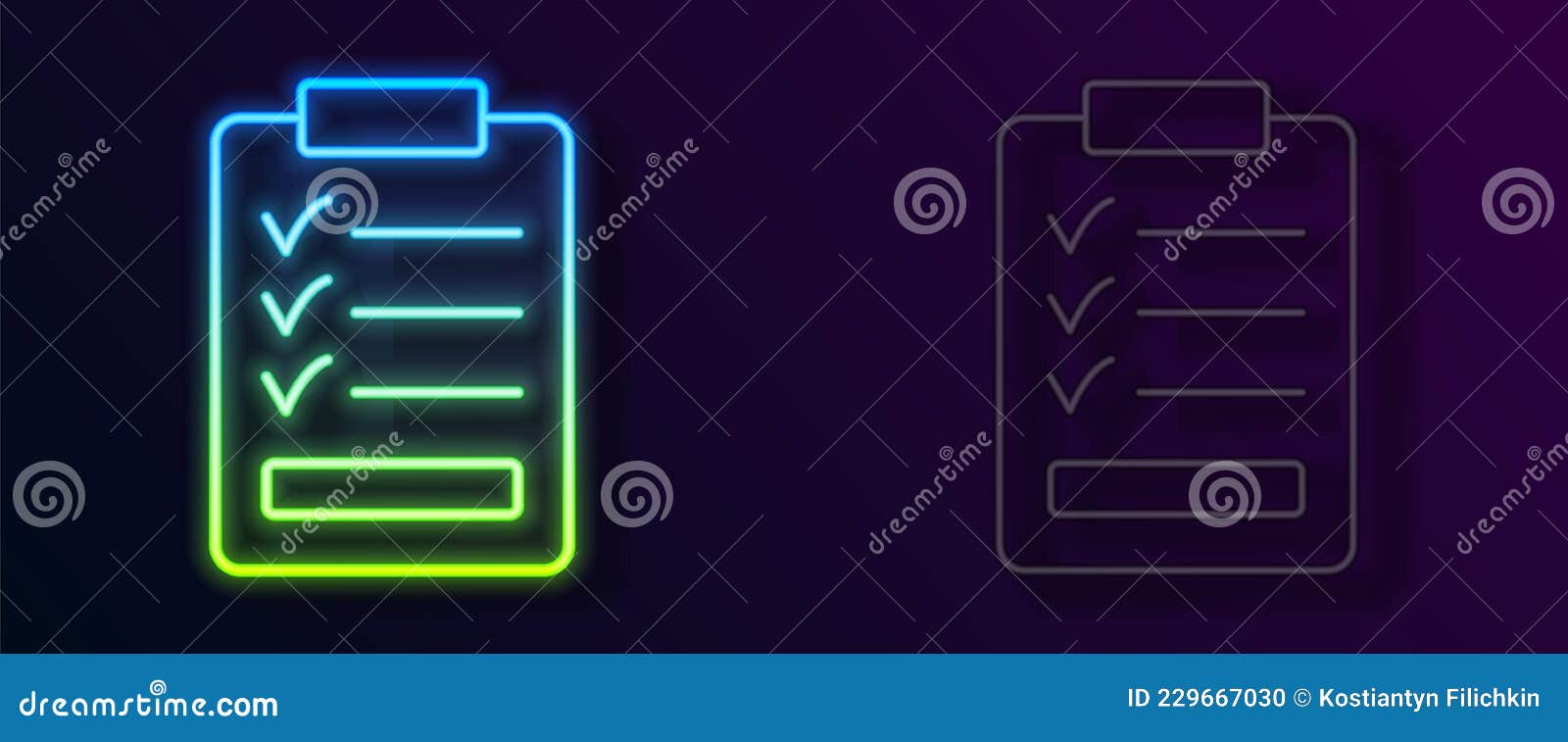 Glowing Neon Line Clipboard With Checklist Icon Isolated On Black