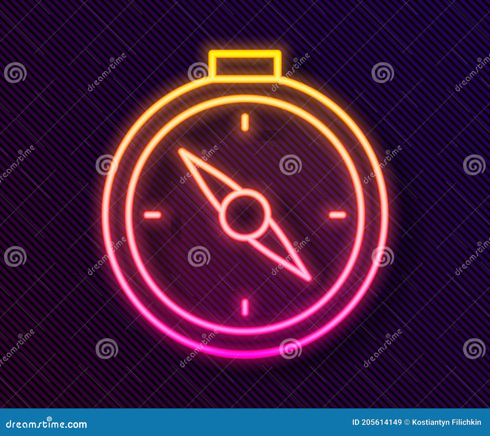 Glowing Neon Line Compass Icon Isolated On Black Background Windrose