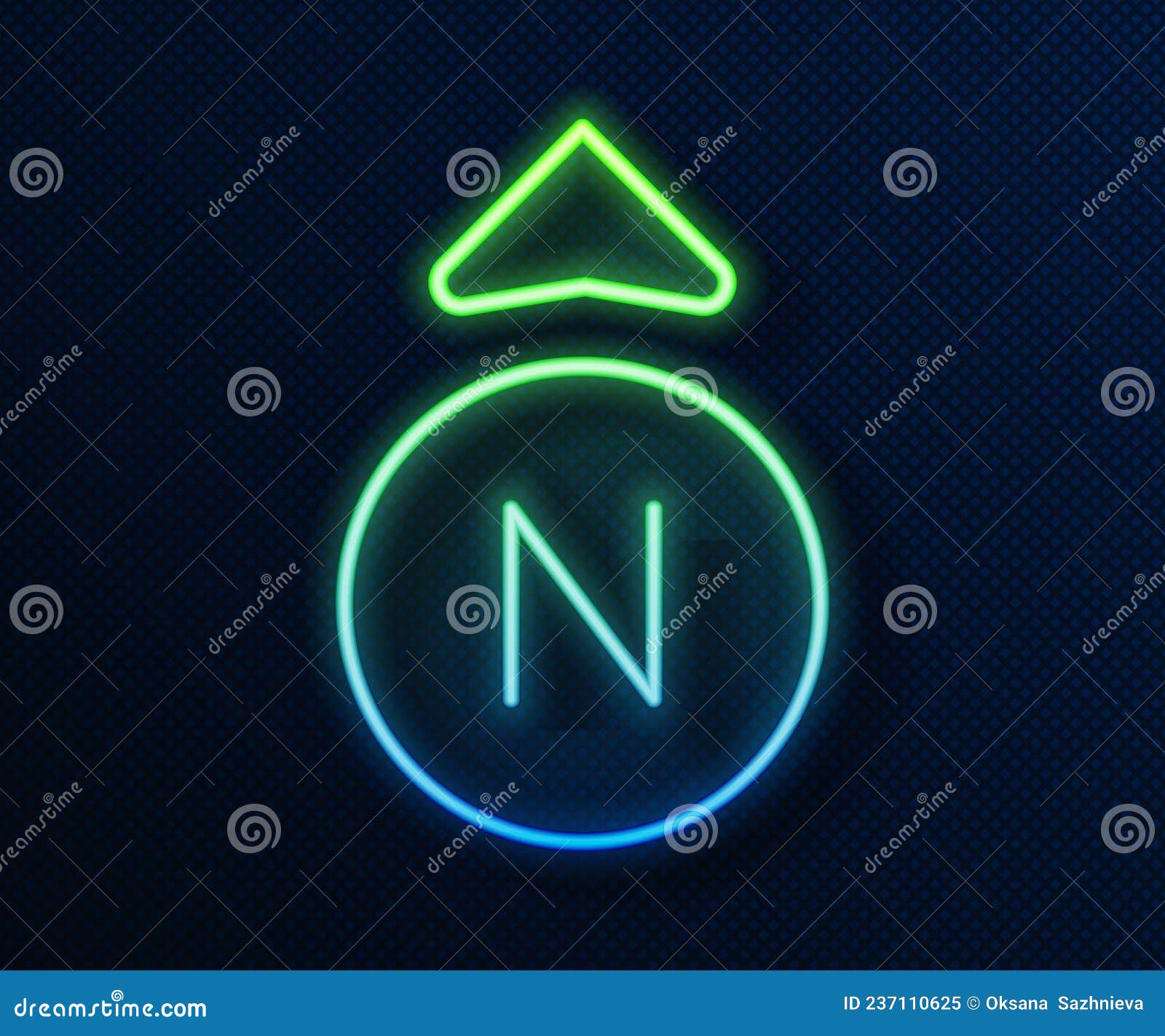 Glowing Neon Line Compass Icon Isolated On Blue Background Windrose