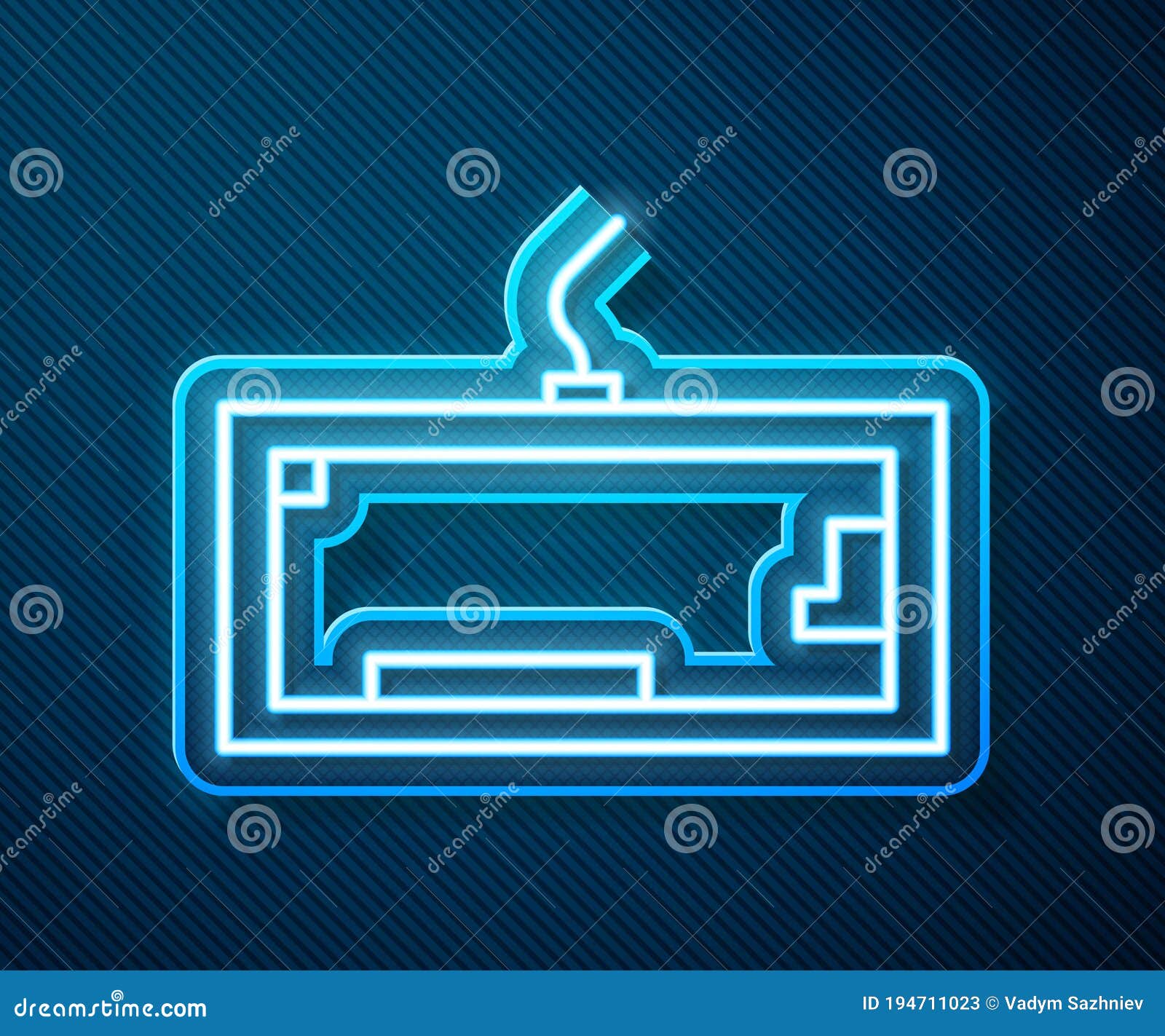Glowing Neon Line Computer Keyboard Icon Isolated on Blue Background ...