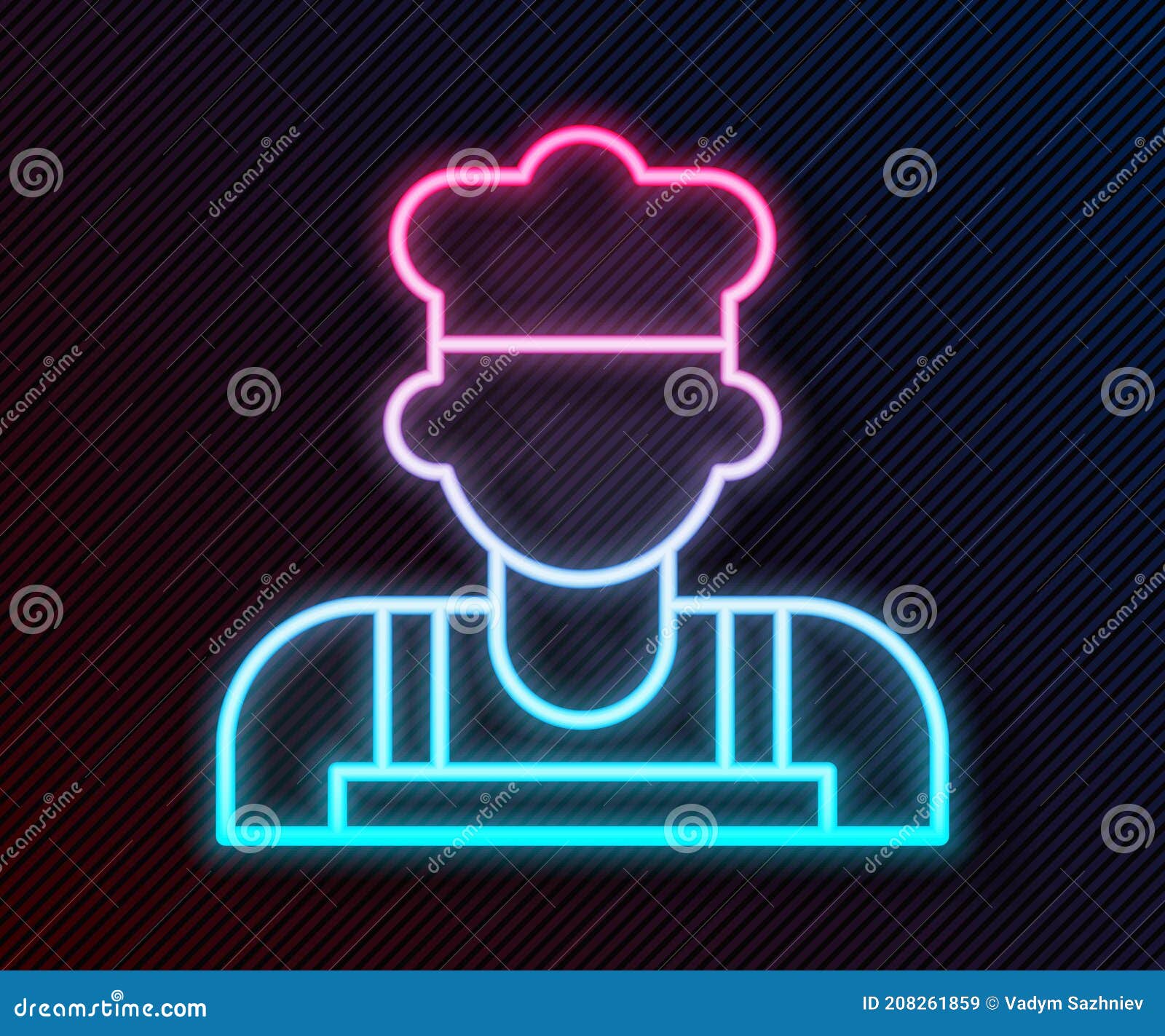 Glowing Neon Line Cook Icon Isolated on Black Background. Chef Symbol ...