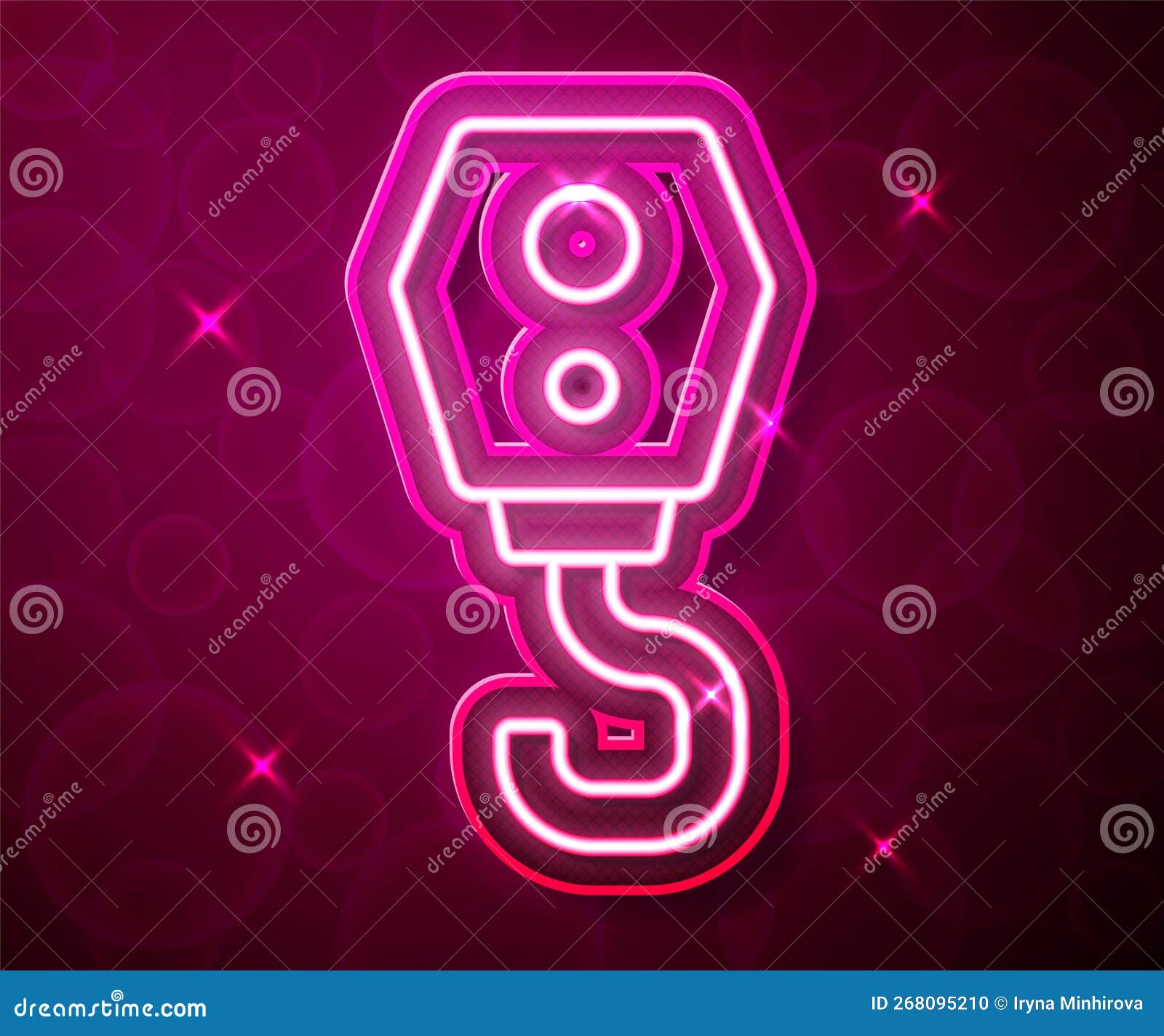 Glowing Neon Line Crane Hook Icon Isolated on Red Background ...