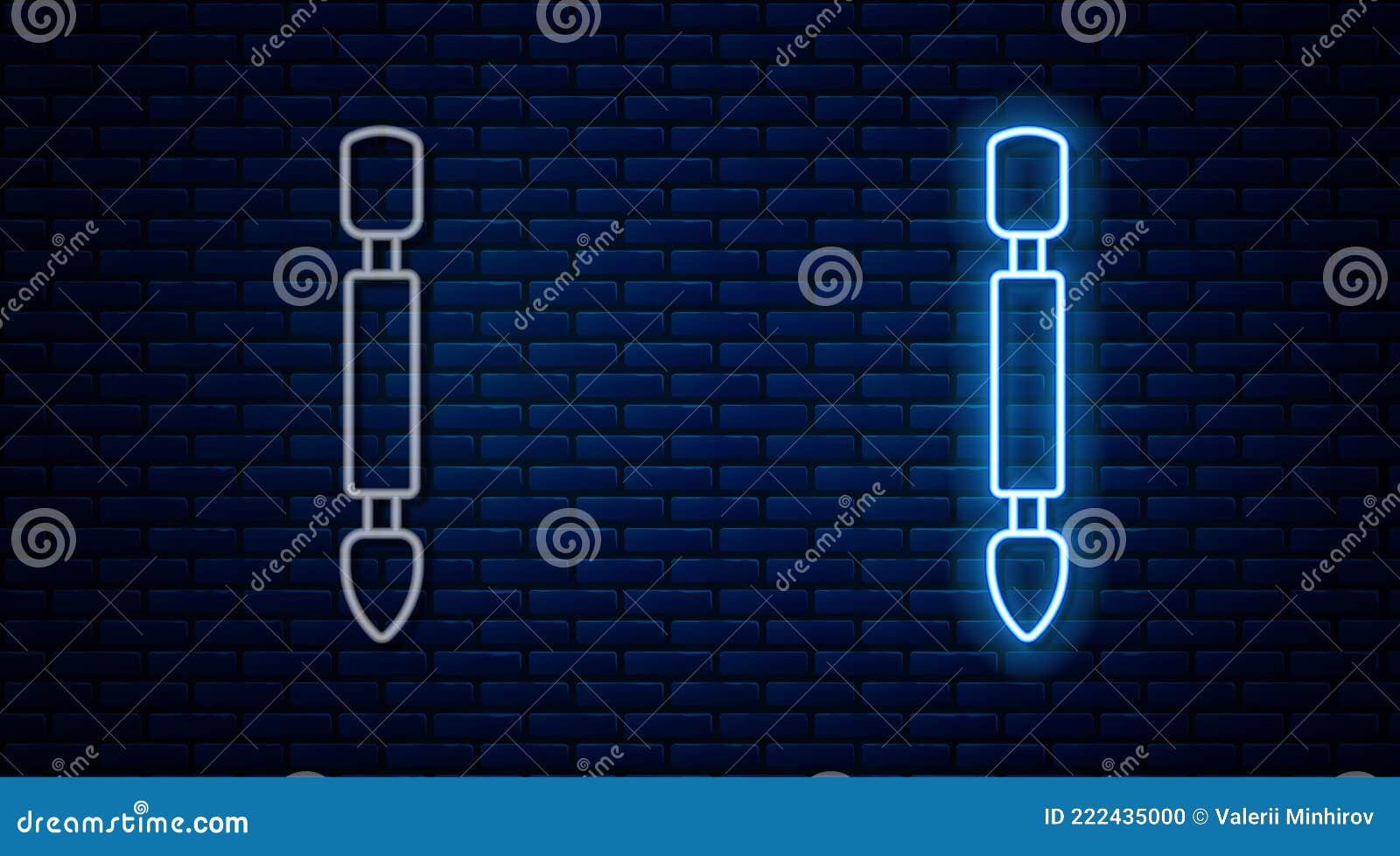 Glowing Neon Line Cuticle Pusher Icon Isolated on Brick Wall Background ...