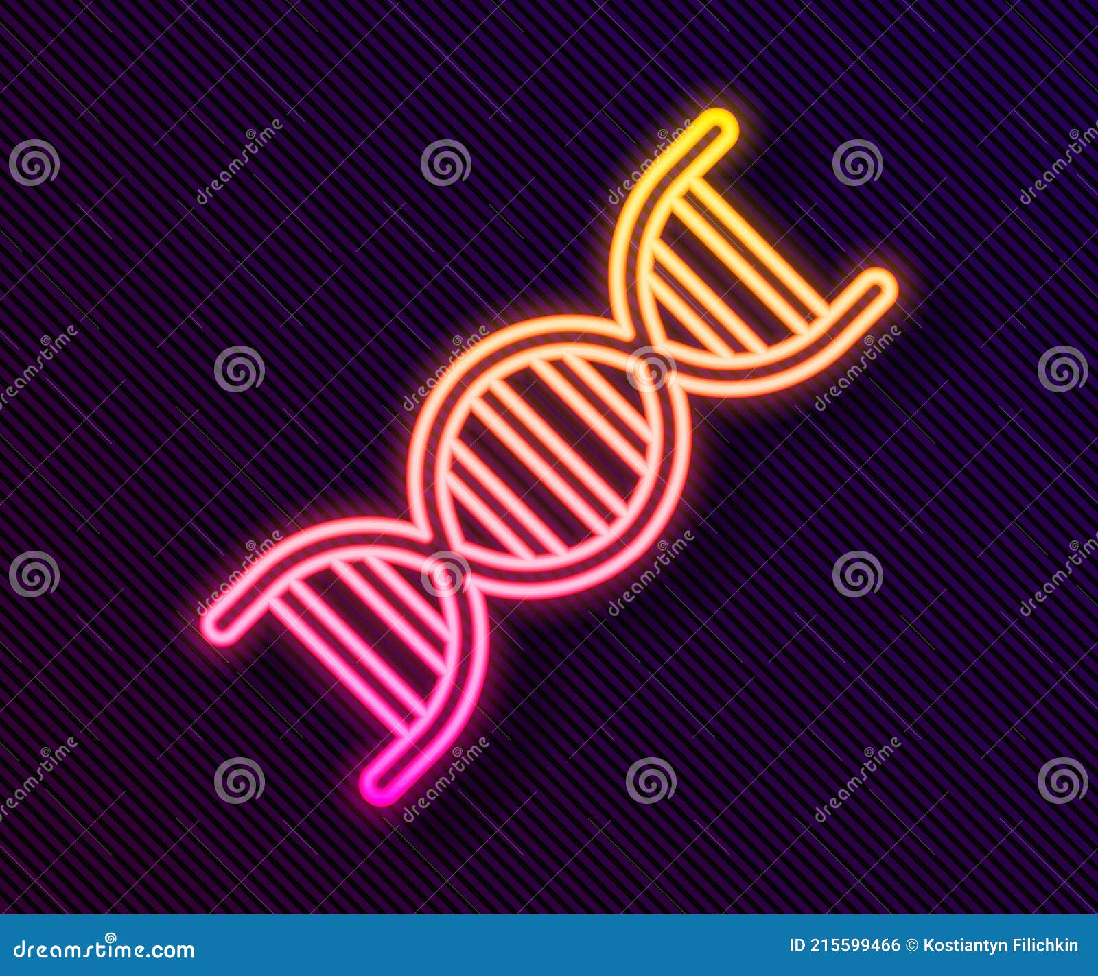 Glowing Neon Line DNA Symbol Icon Isolated on Black Background. Vector ...