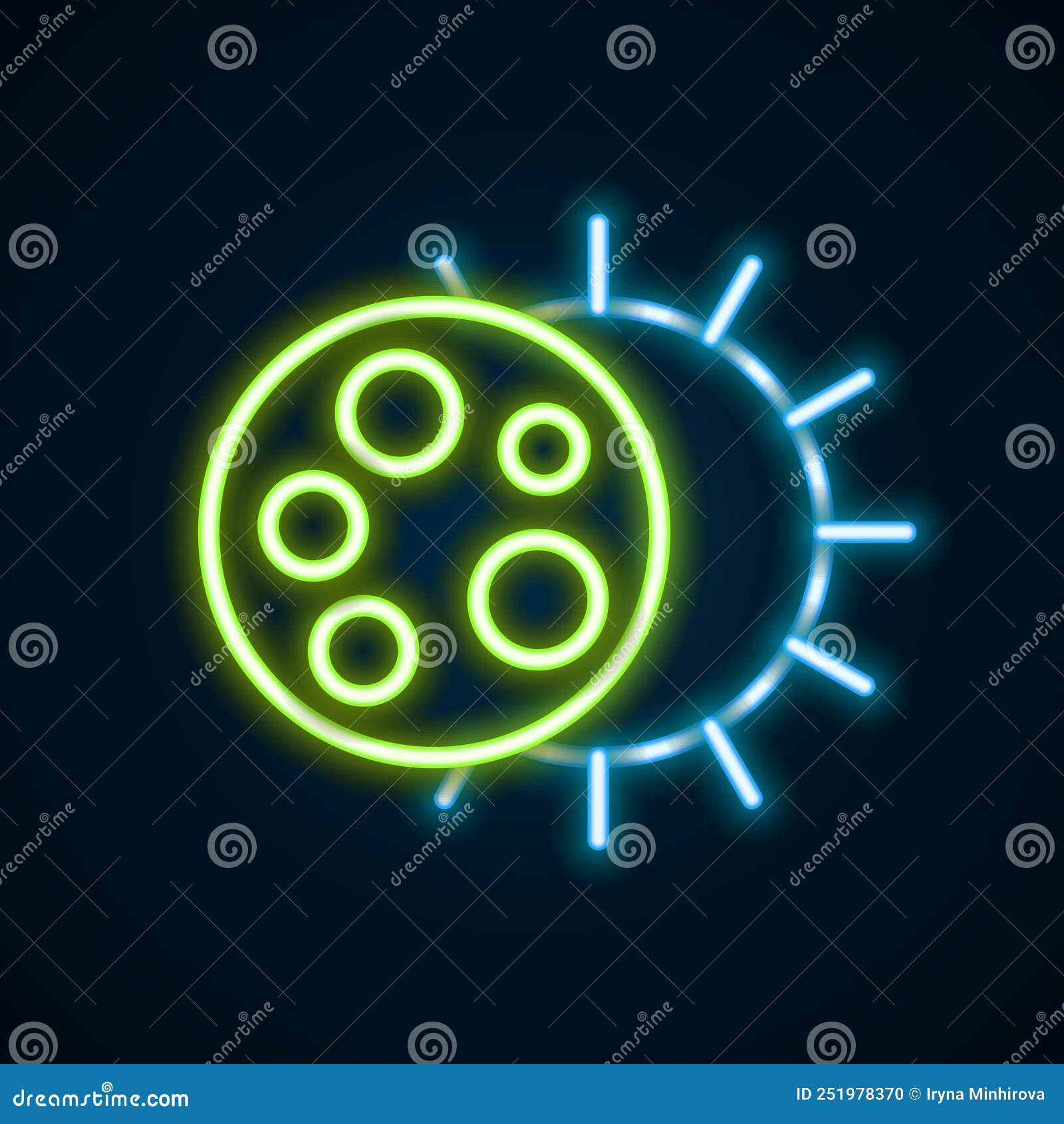 Glowing Neon Line Eclipse of the Sun Icon Isolated on Black Background ...