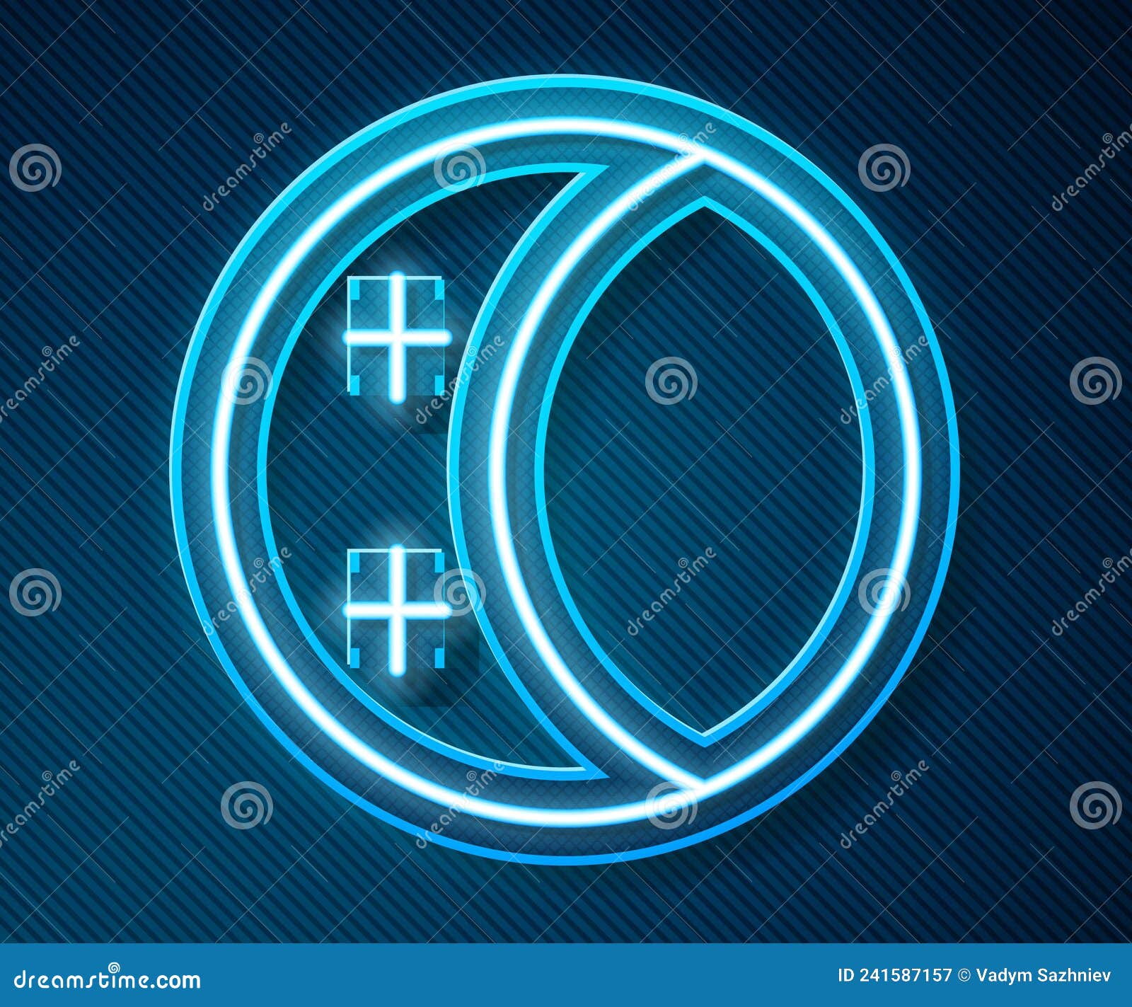 Glowing Neon Line Eclipse of the Sun Icon Isolated on Blue Background ...