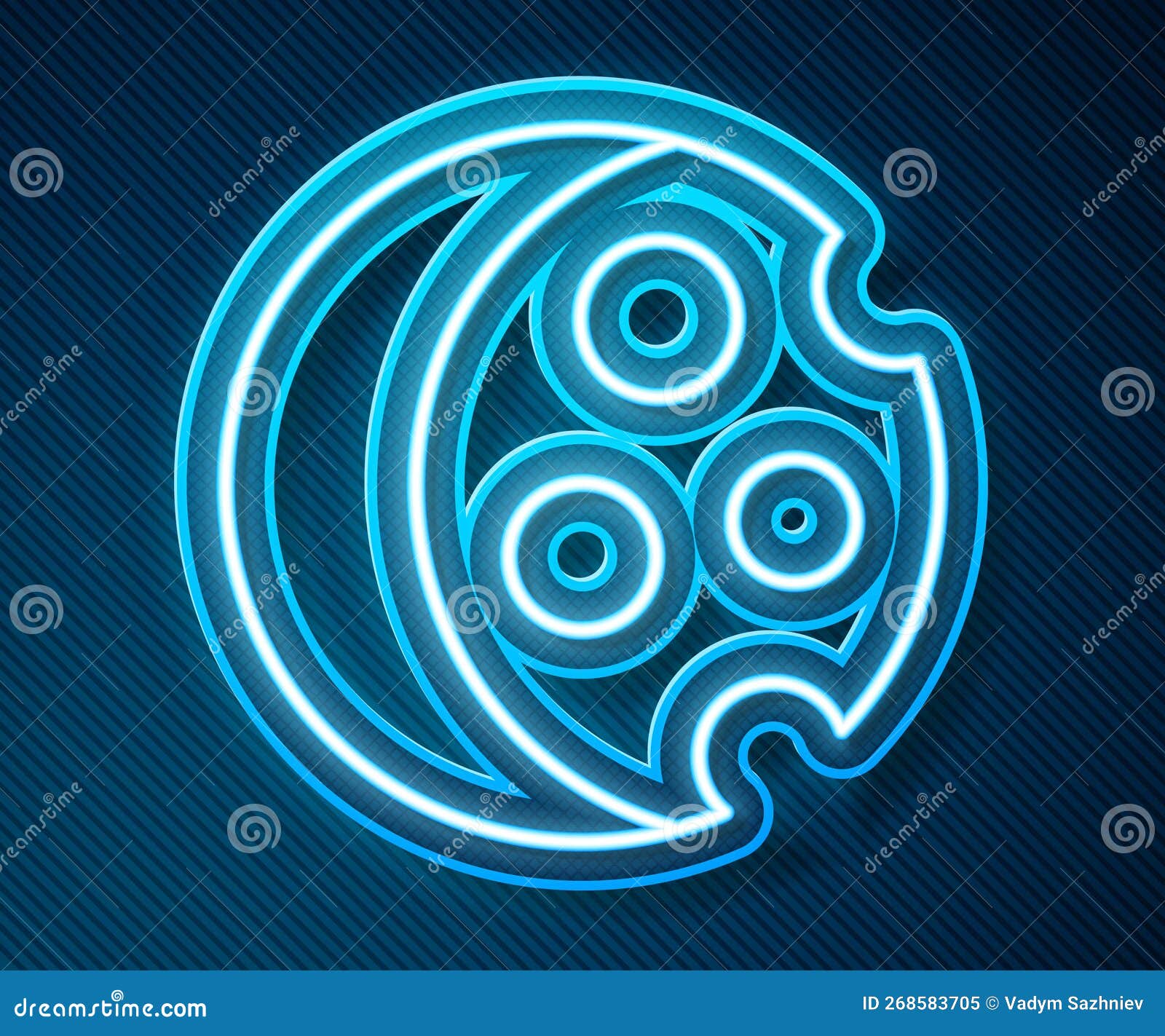 Glowing Neon Line Eclipse of the Sun Icon Isolated on Blue Background ...