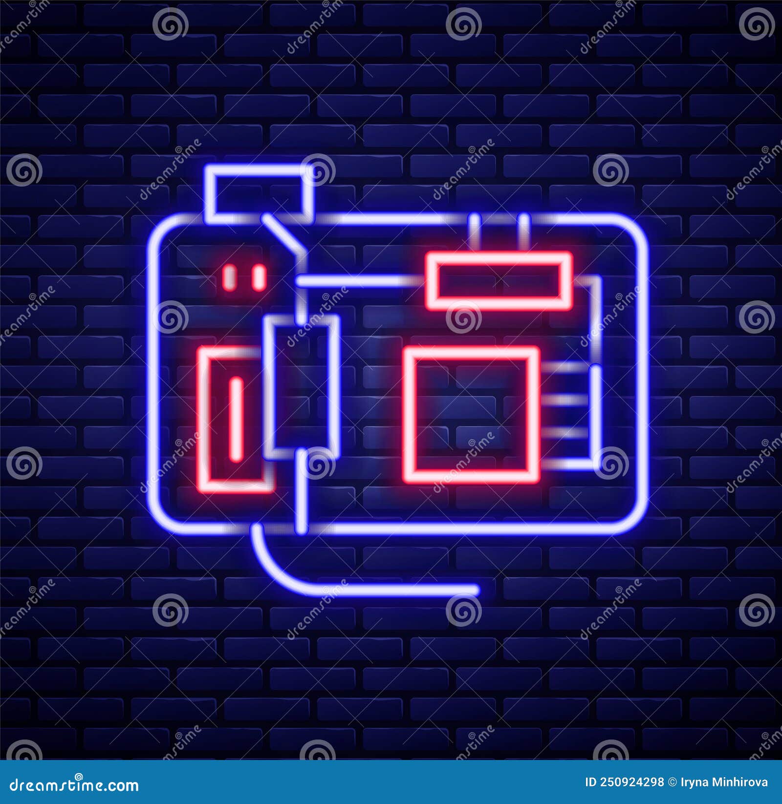 Glowing Neon Line Electronic Computer Components Motherboard Digital ...