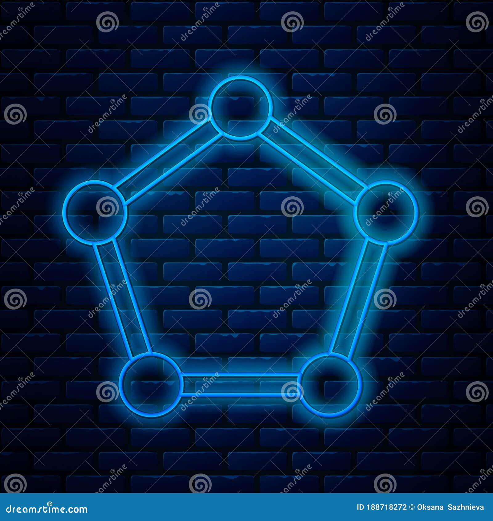 Glowing Neon Line Geometric Figure Sphere Icon Isolated On Brick Wall