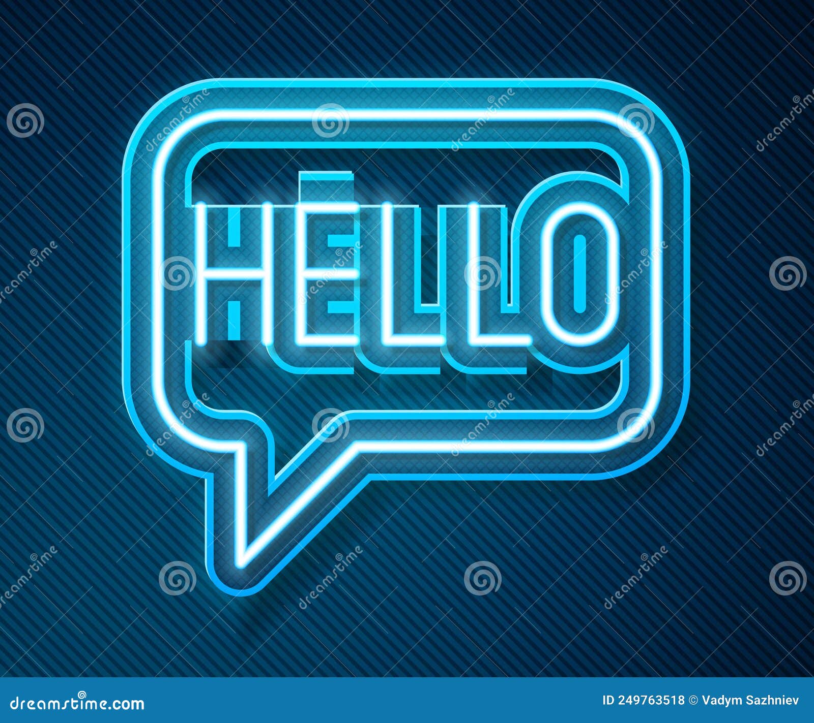 Glowing Neon Line Hello in Different Languages Icon Isolated on Blue ...