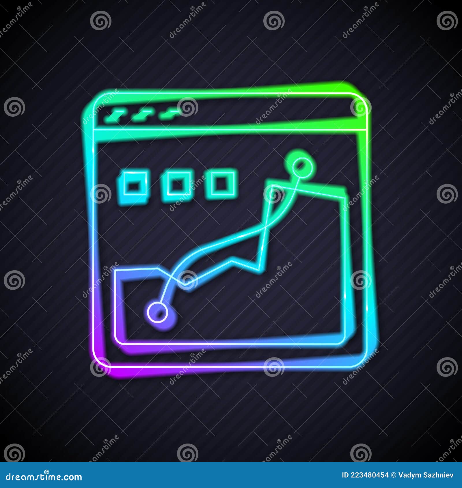 Glowing Neon Line Histogram Graph Photography Icon Isolated on Black ...