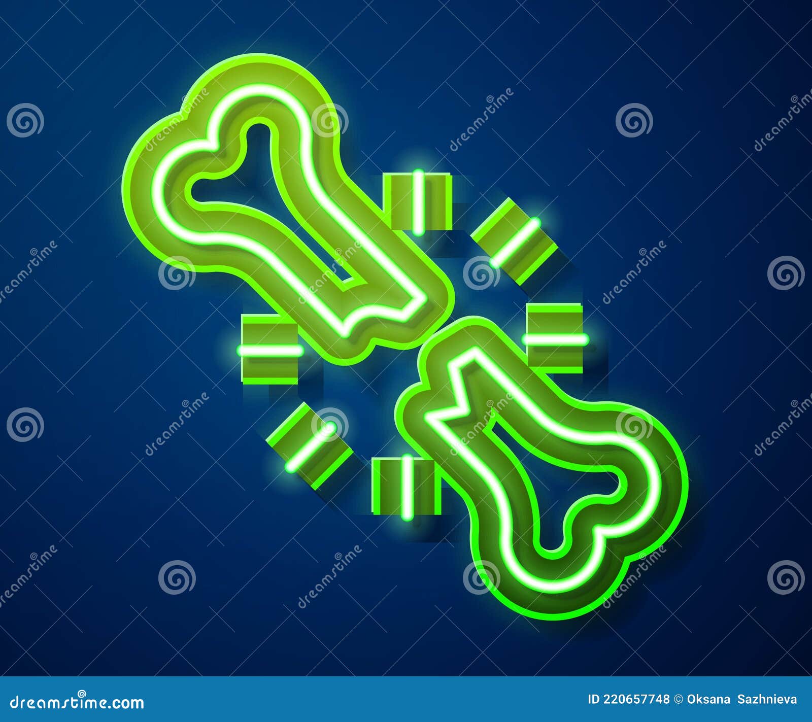 Glowing Neon Line Human Broken Bone Icon Isolated on Blue Background ...