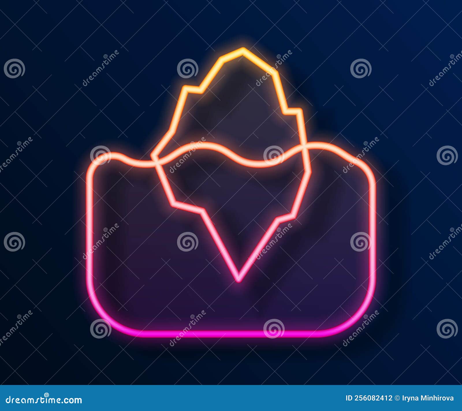 Glowing Neon Line Iceberg Icon Isolated on Black Background. Vector ...