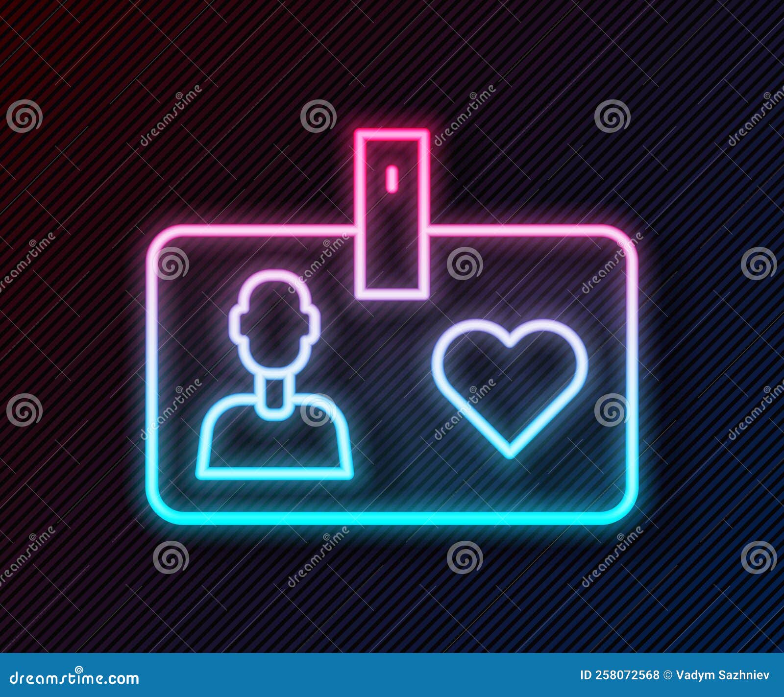 Glowing Neon Line Identification Card Volunteer Icon Isolated on Black ... Glowing Neon Line Identification Card Volunteer Icon Isolated on Black ...