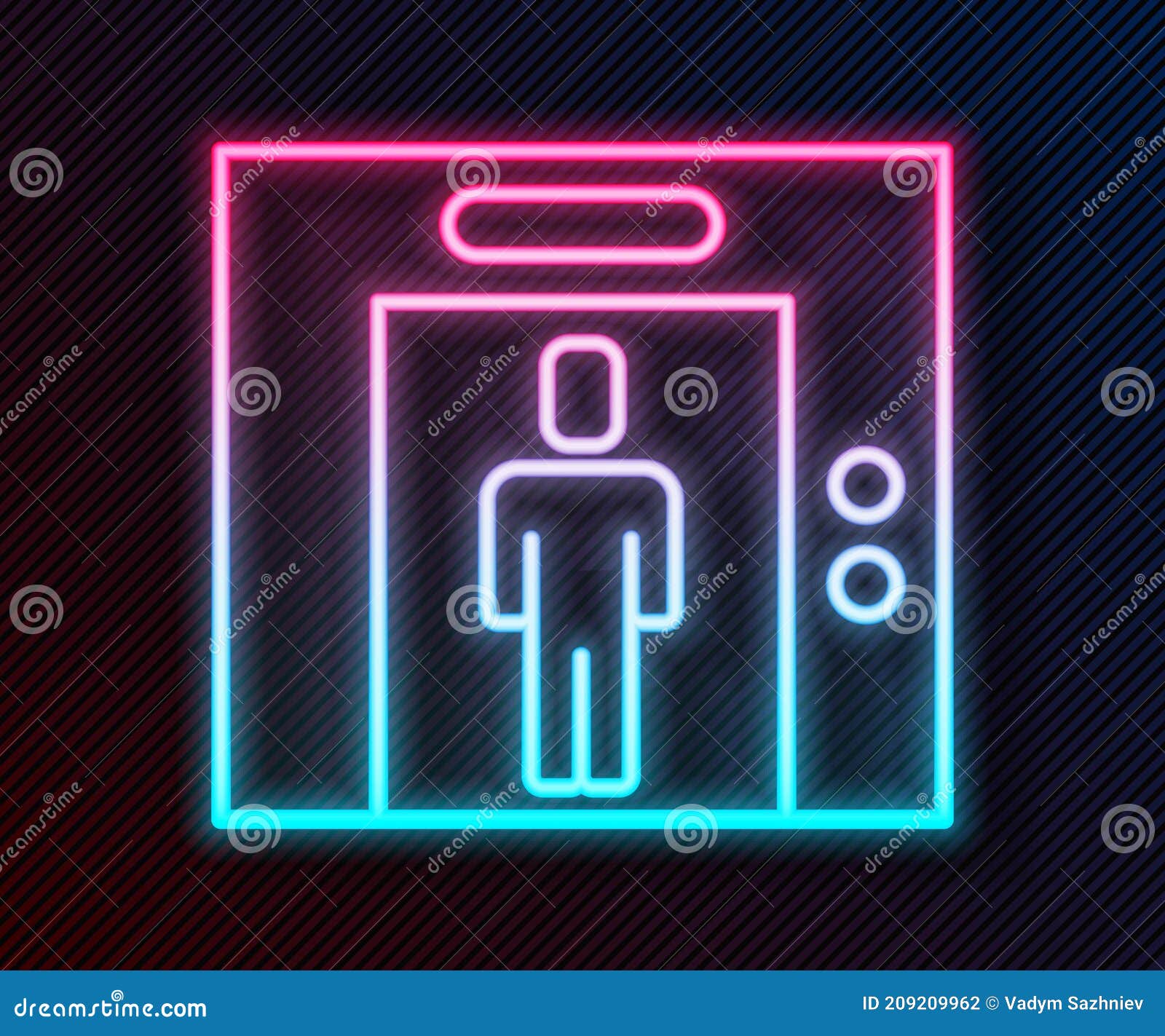Glowing Neon Line Lift Icon Isolated on Black Background. Elevator ...