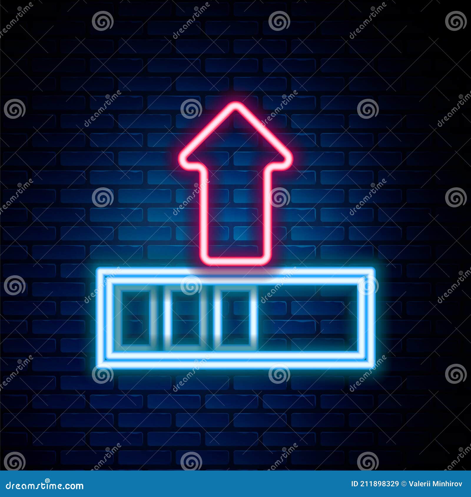 Glowing Neon Line Loading Icon Isolated on Brick Wall Background ...