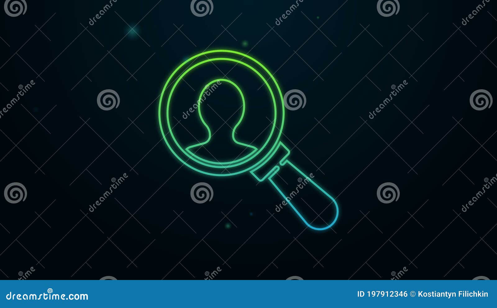 Glowing Neon Line Magnifying Glass For Search A People Icon Isolated On