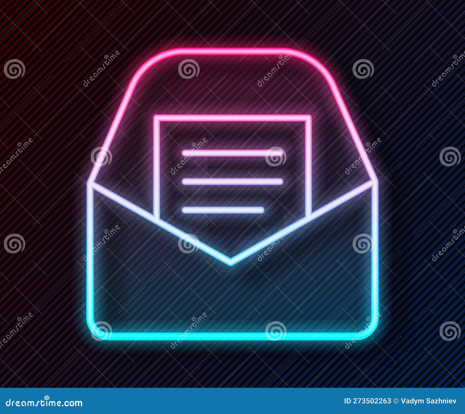 Glowing Neon Line Mail and E-mail Icon Isolated on Black Background ...