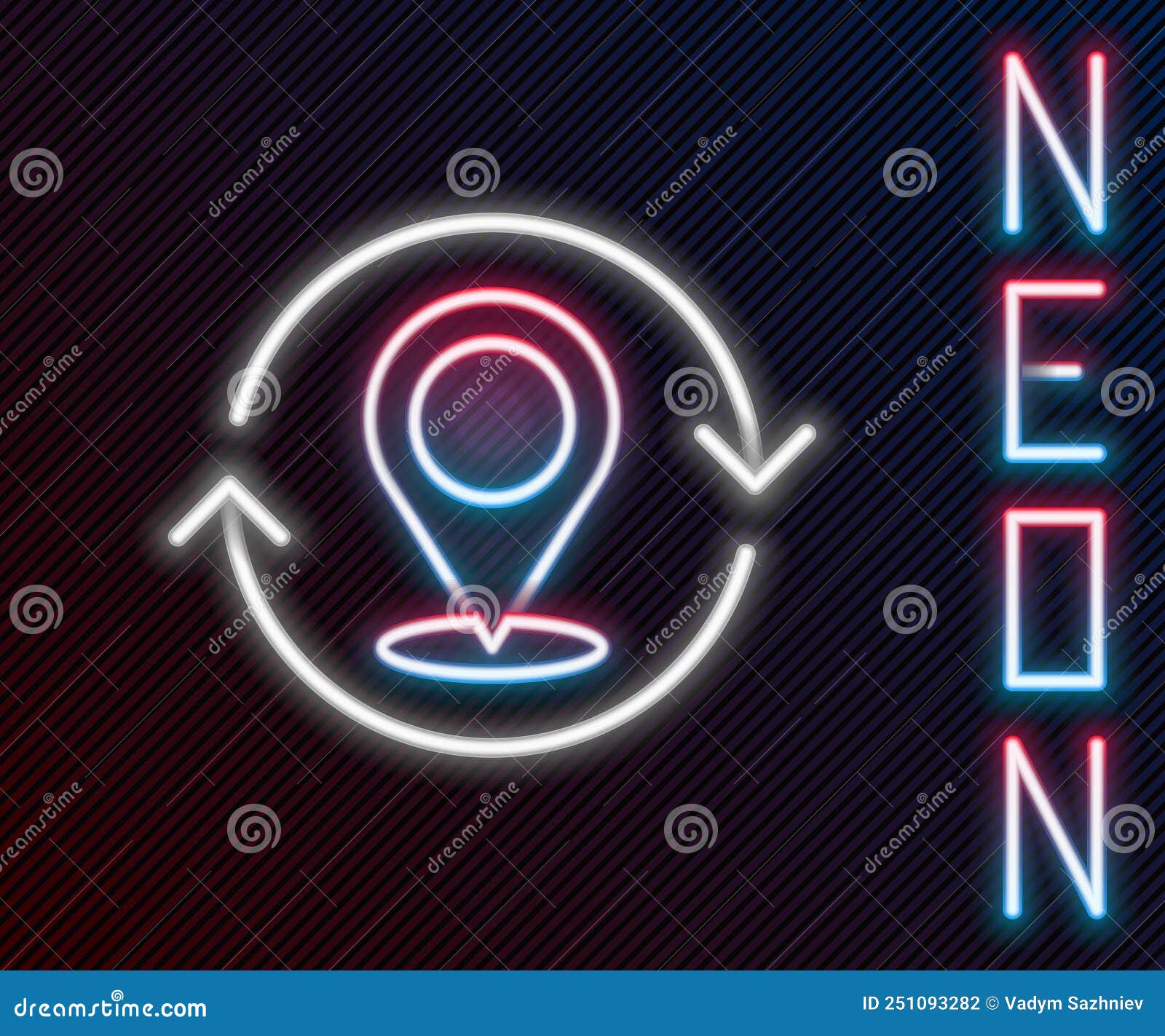 Glowing Neon Line Map Pin Icon Isolated on Black Background. Navigation ...